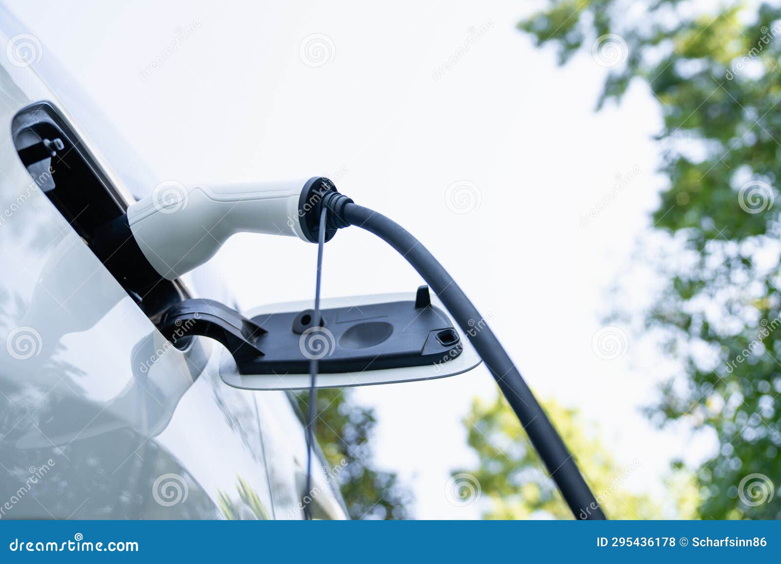 Close Up of Electric Car Inlet with a Connected Charging Cable Stock ...