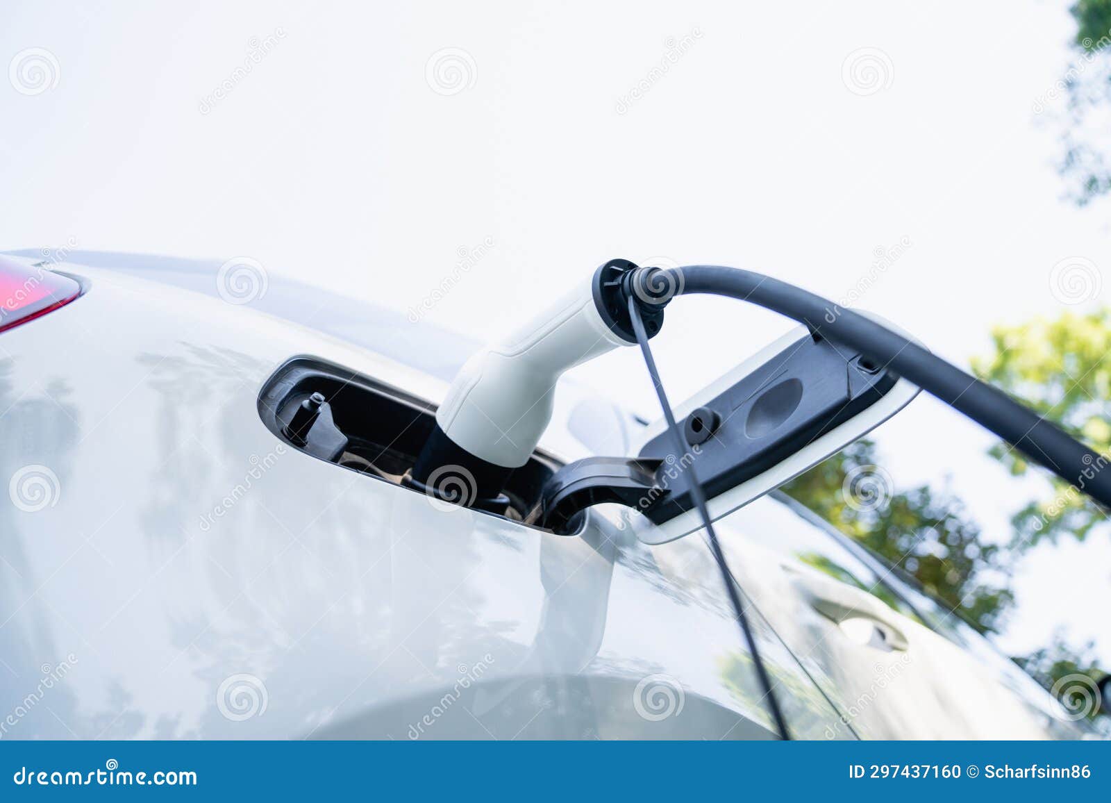 Close Up of Electric Car Inlet with a Connected Charging Cable Stock ...