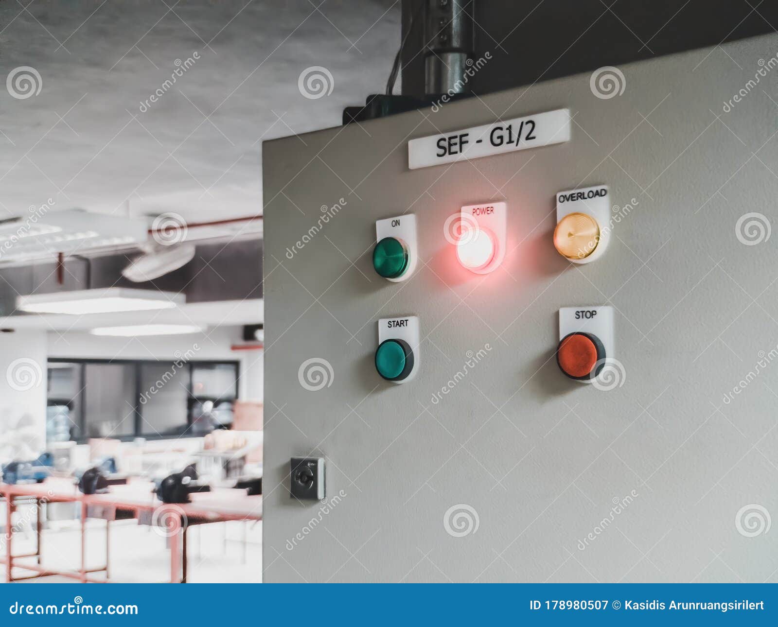 Close Up of Electric Control Panel in a Factory with Indication Light ...
