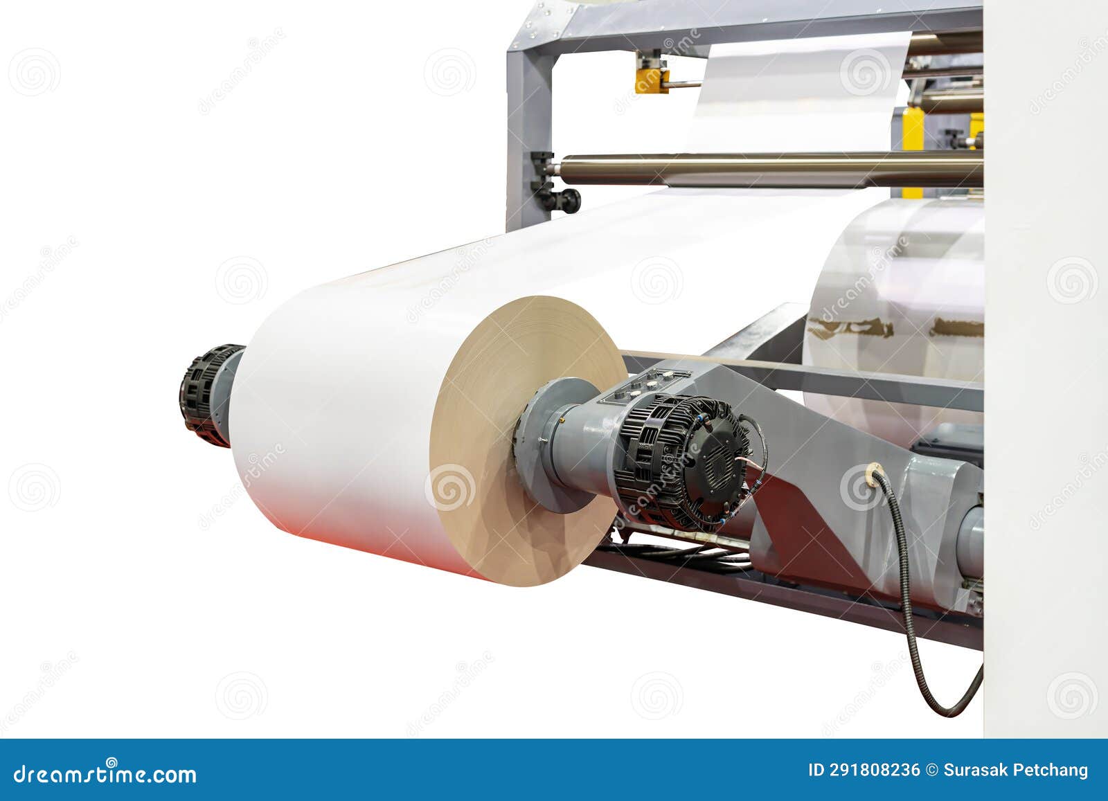 Close Up Electric Motor and Paper Roll Sheet System for Converting or ...