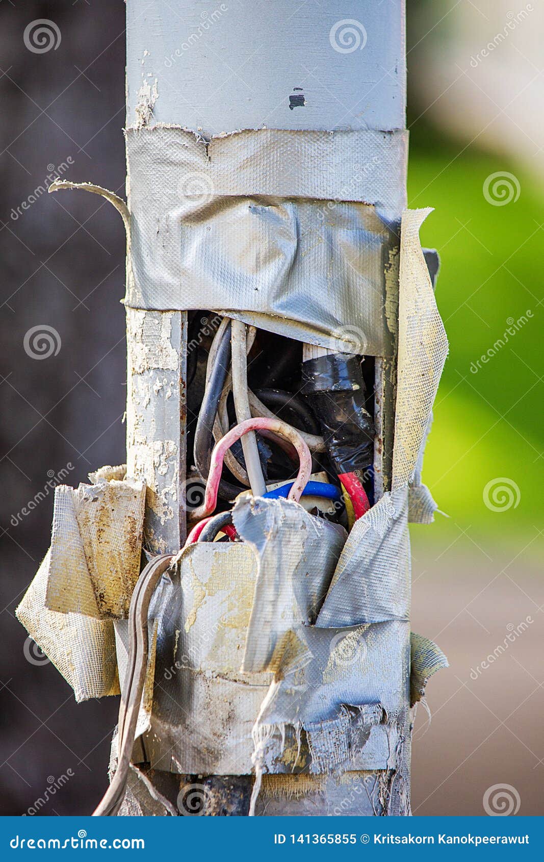 Close Up Electric Pole in the Garden Damaged Stock Image - Image of ...