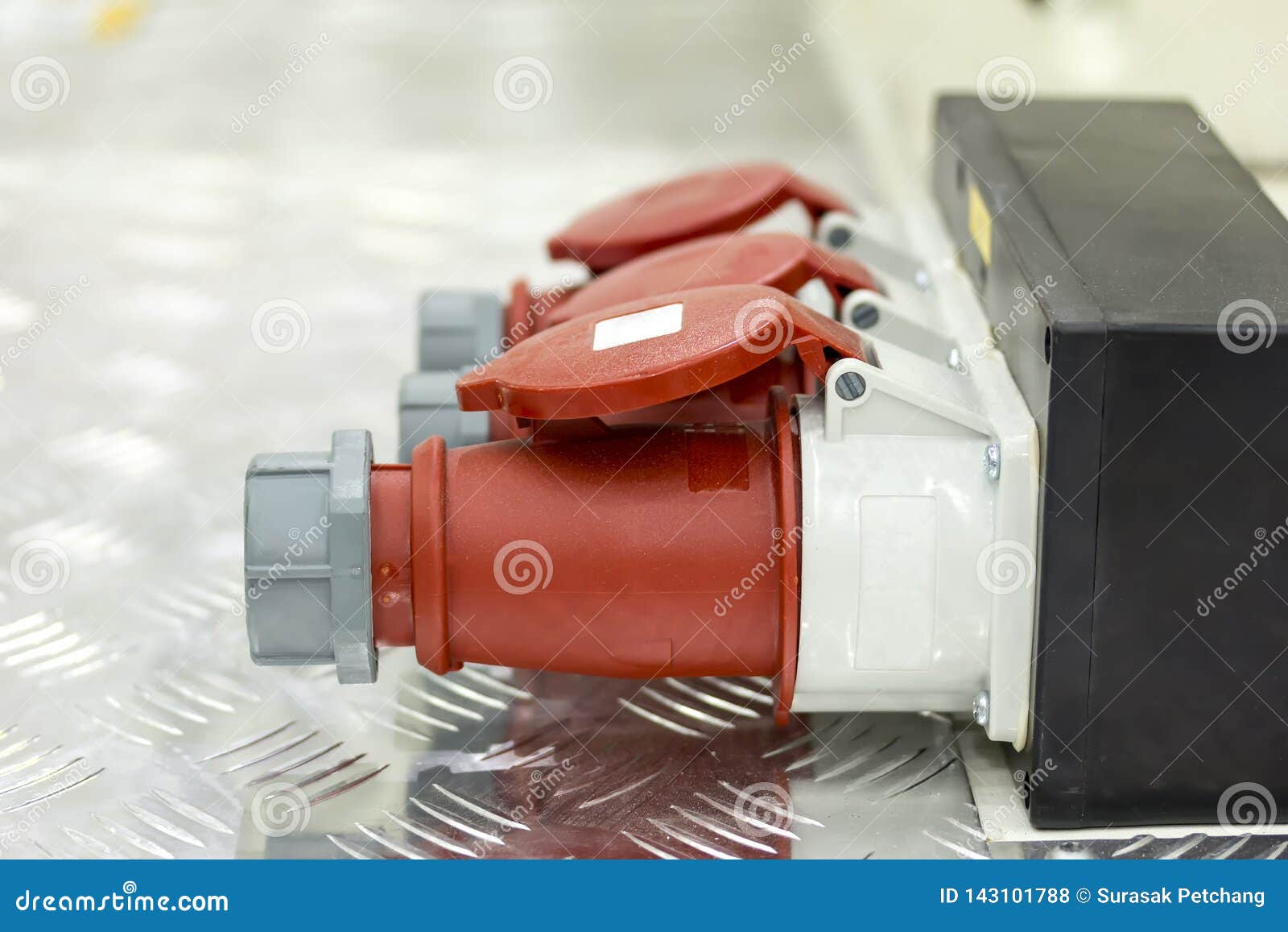 Close Up Electric Power Socket for Connected with Machine for ...