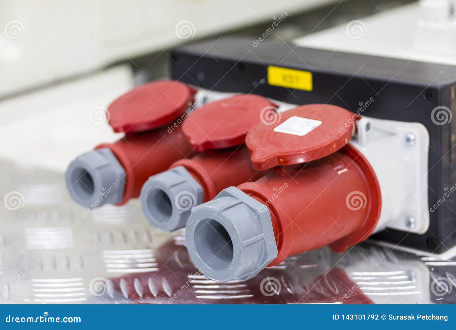 Close Up Electric Power Socket for Connected with Machine for ...