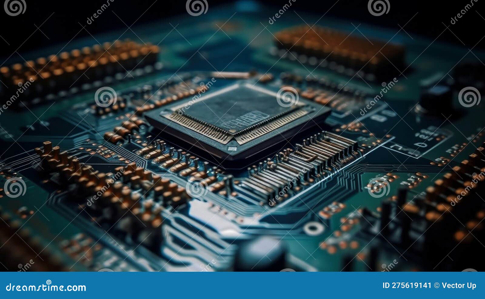 Close Up of an Electrical Circuit Board with a CPU. Generative AI Stock ...