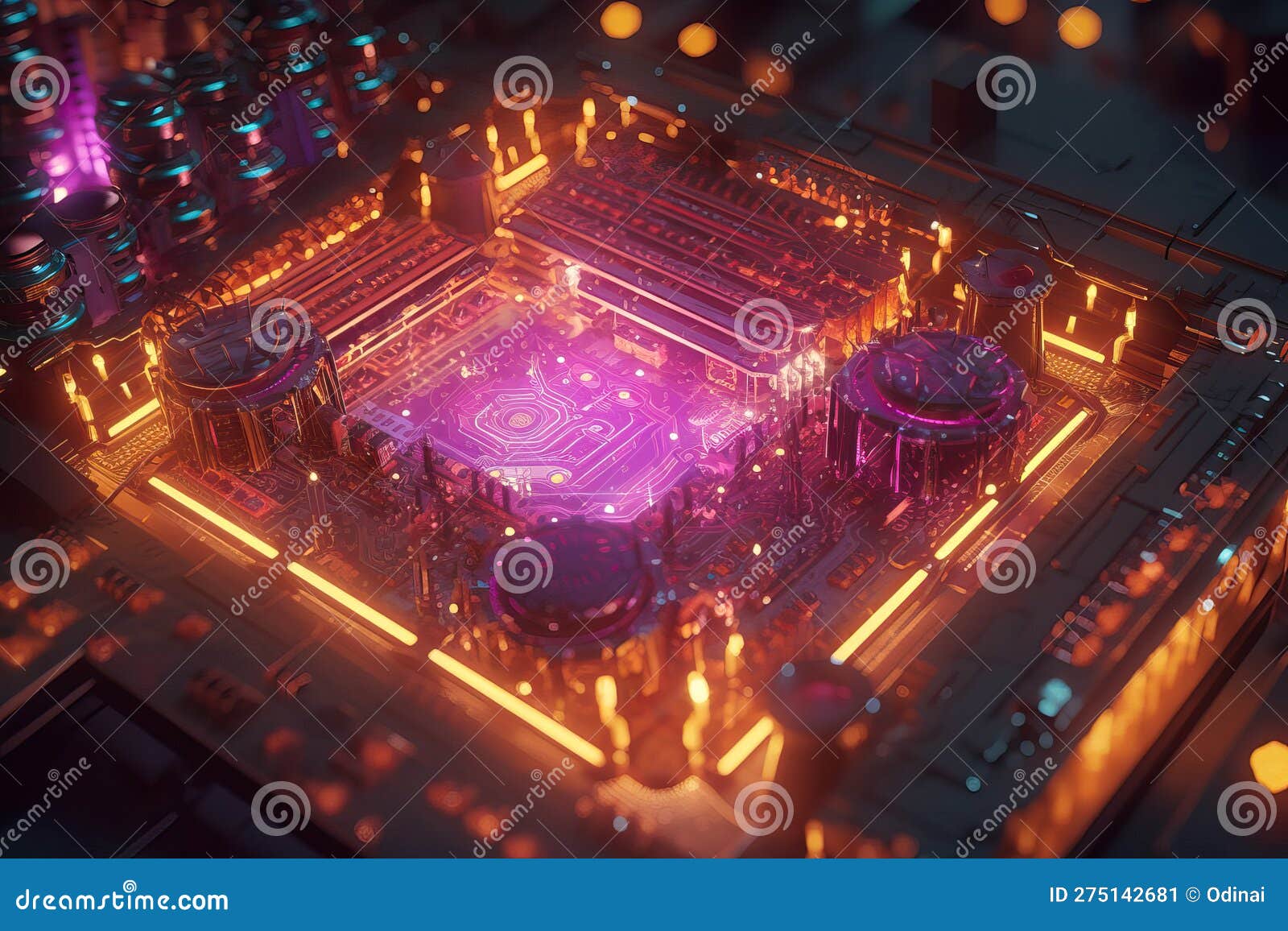 Close Up of an Electrical Circuit Board with a CPU, a Microchip, and ...