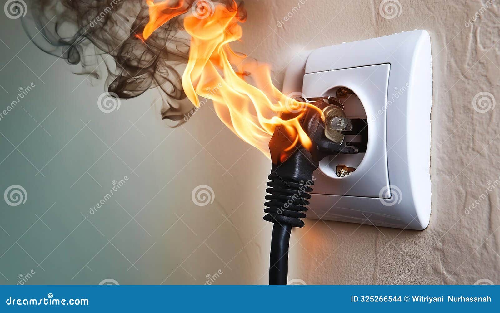 Electrical Outlet Fire Hazard Stock Illustration - Illustration of ...