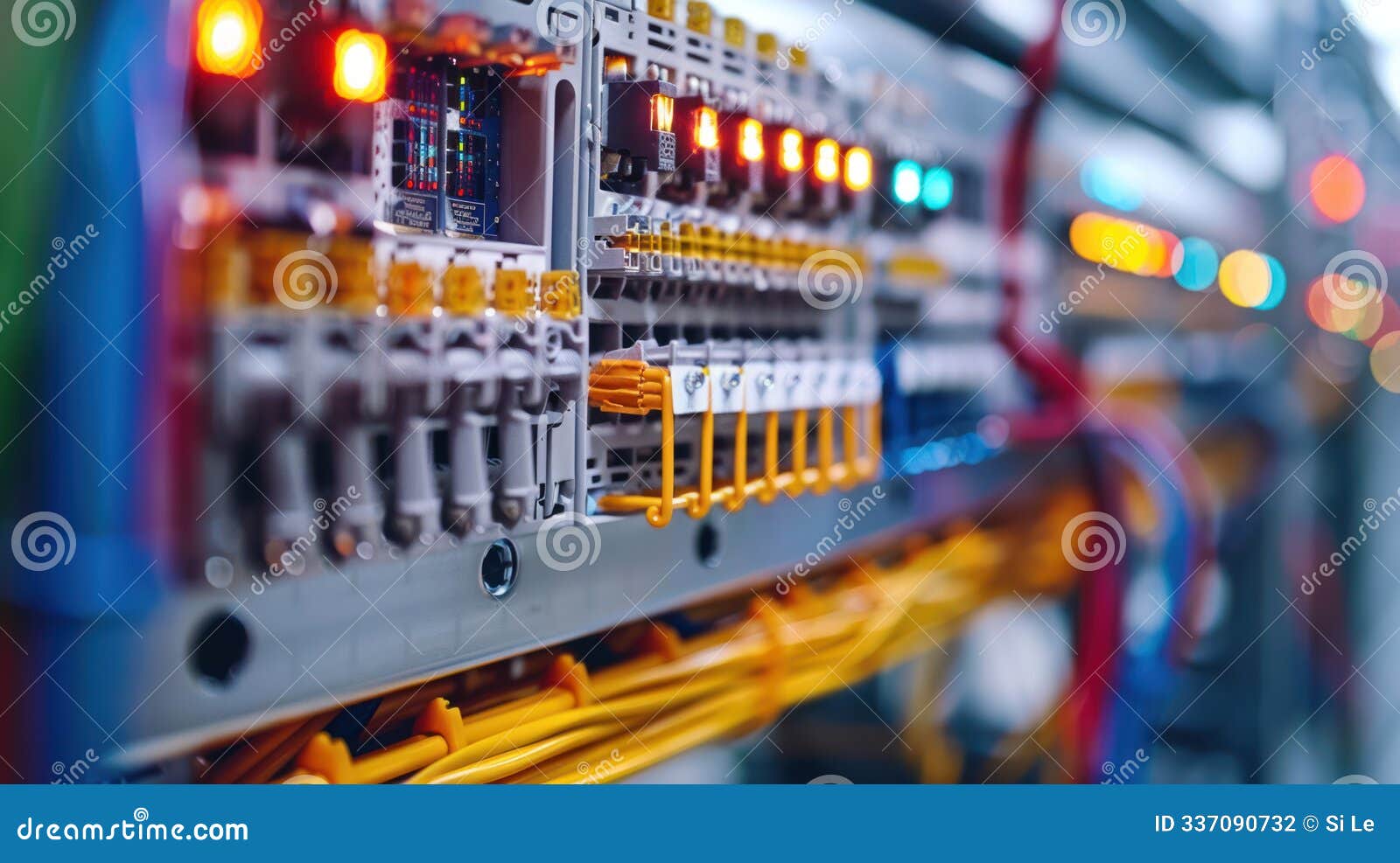 Close-up Of An Electrical Panel With Various Wires And Connectors Stock ...