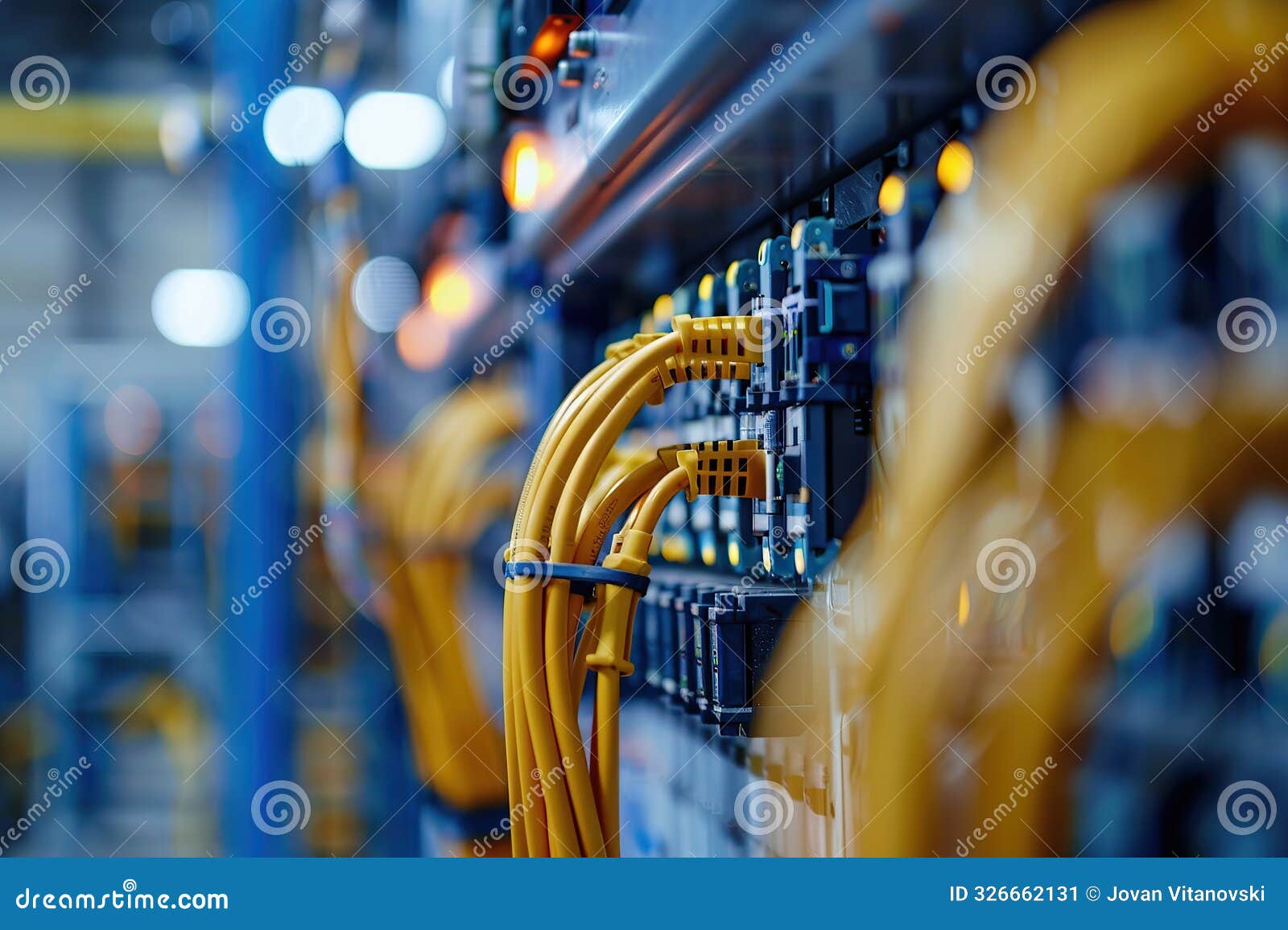 Close-up of Electrical Panel with Yellow Control Cables Stock ...