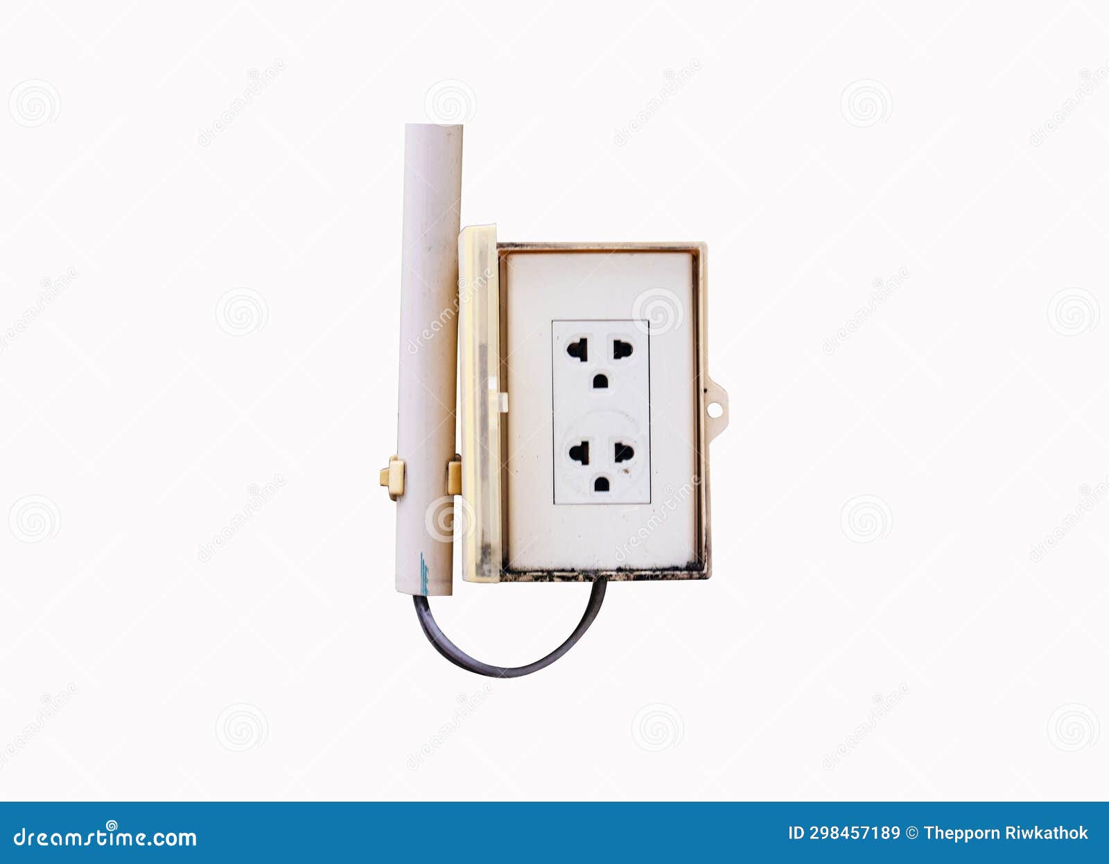 Close Up Electrical Power Socket and Plug Socket Isolated on White ...
