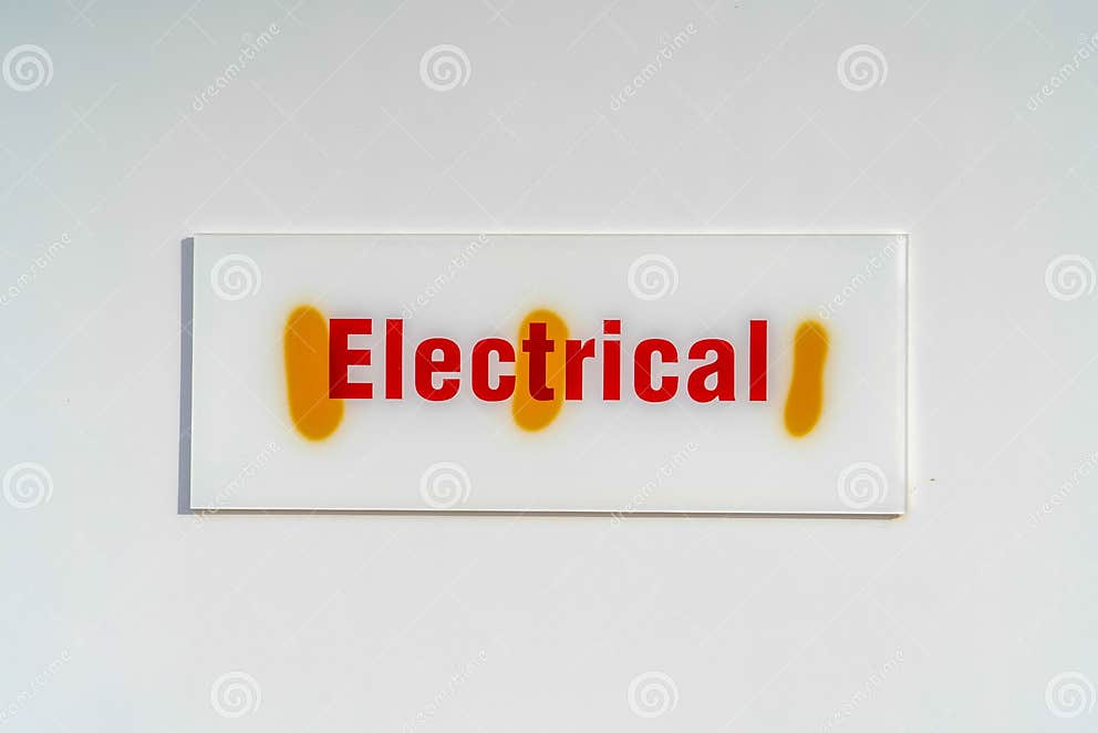 Close Up of an Electrical Sign Board Against a White Wall Stock Image ...