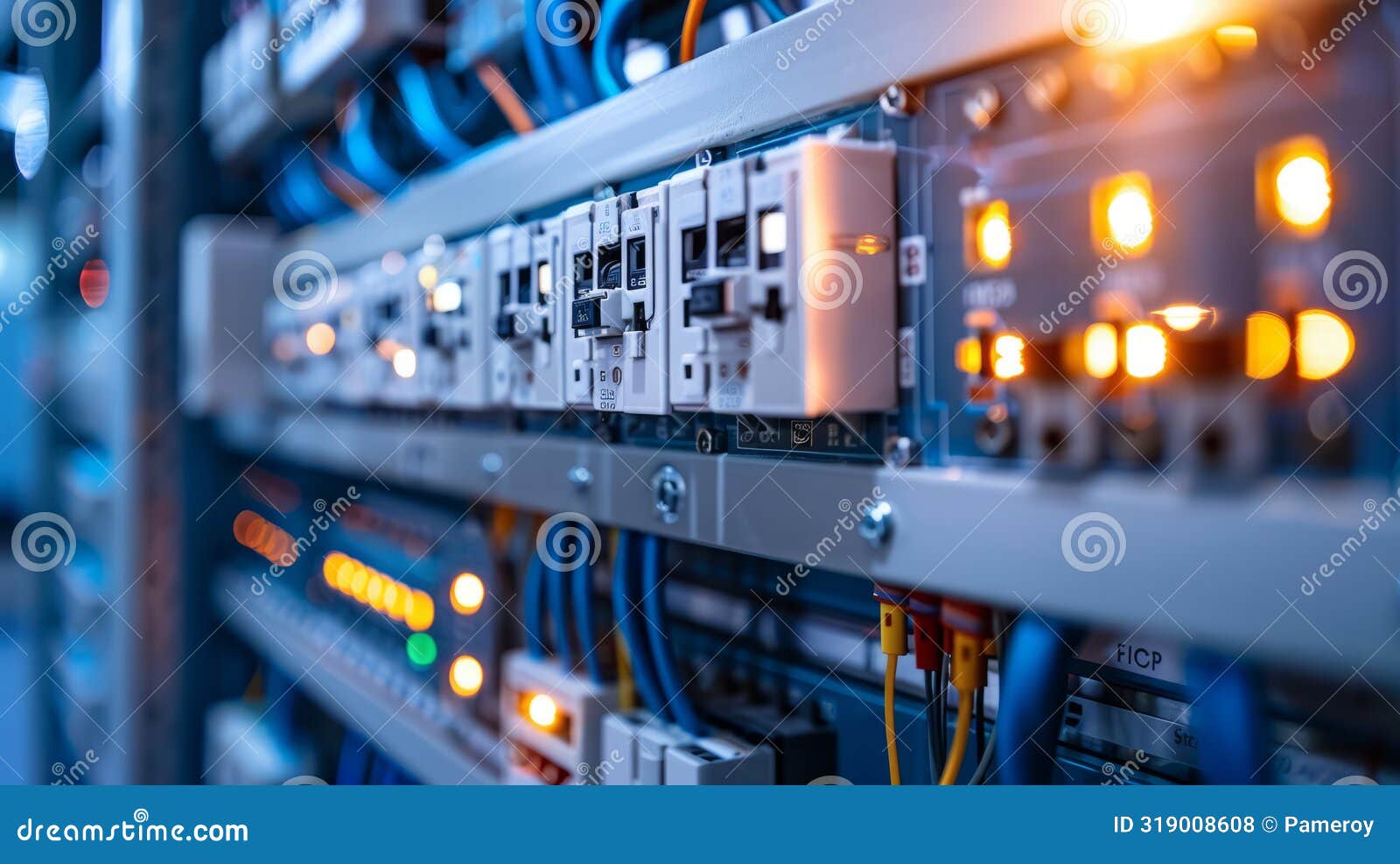 Close-up of Electrical Wiring and Circuit Breakers in a Control Panel ...