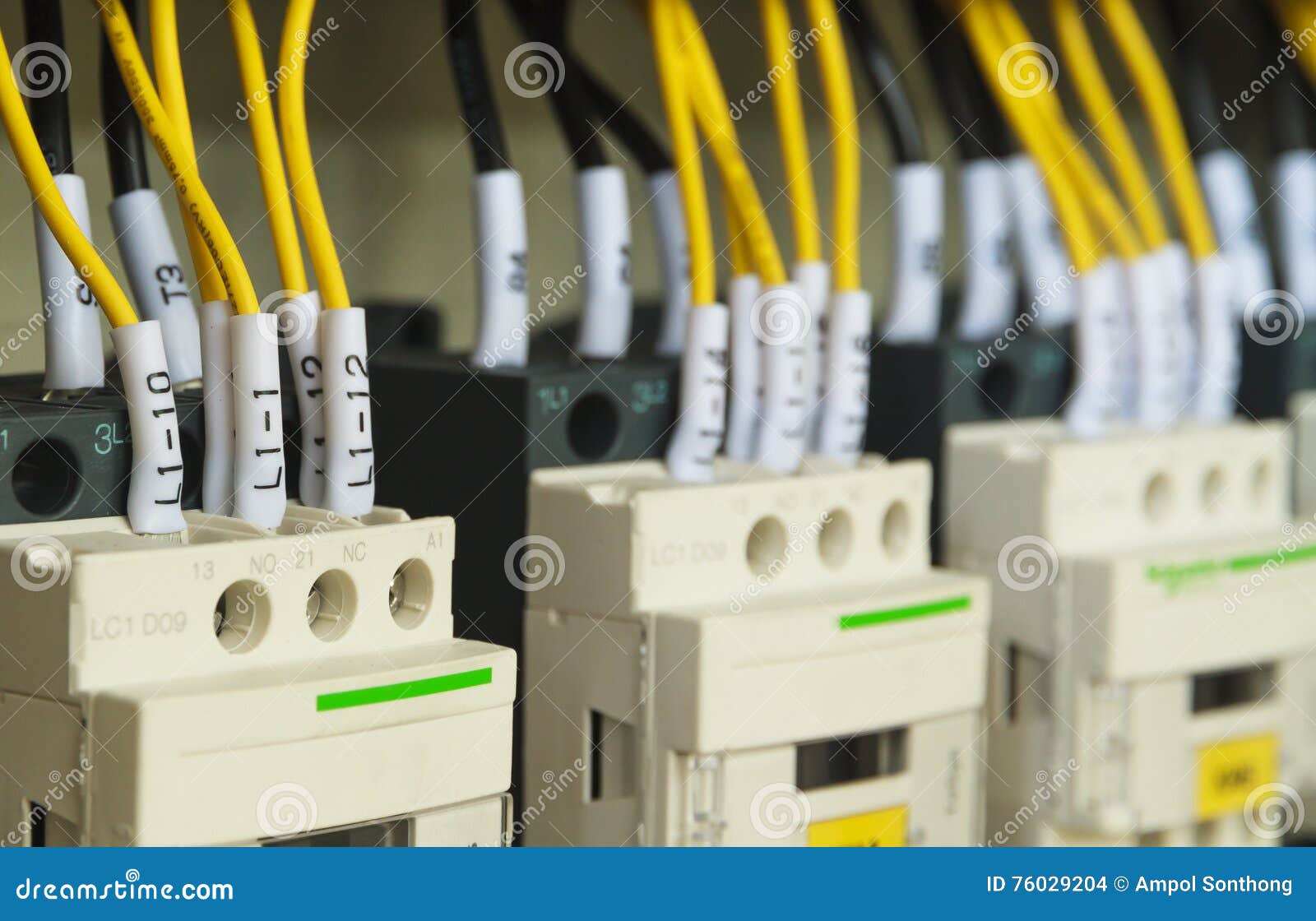Close-up Electrical Wiring with Fuses and Contactors. Stock Photo ...