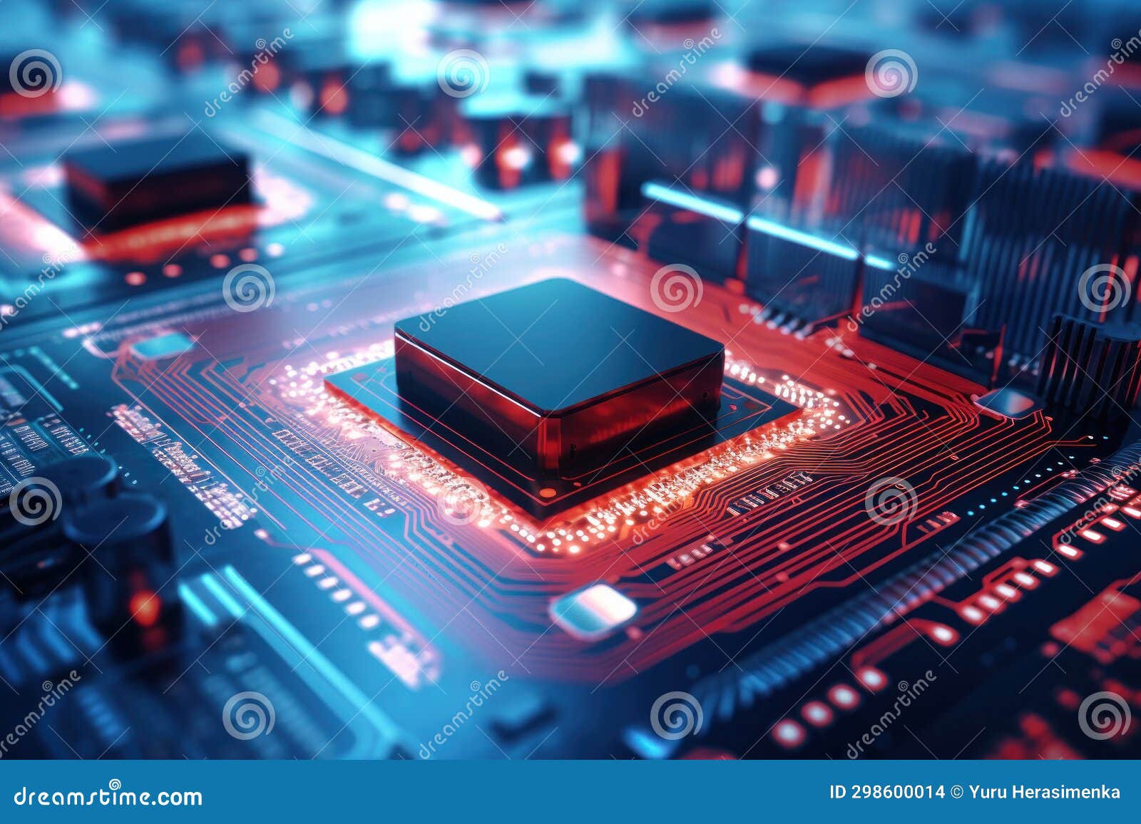 Close-up of an Electronic Board with a Processor or Chip. Development ...