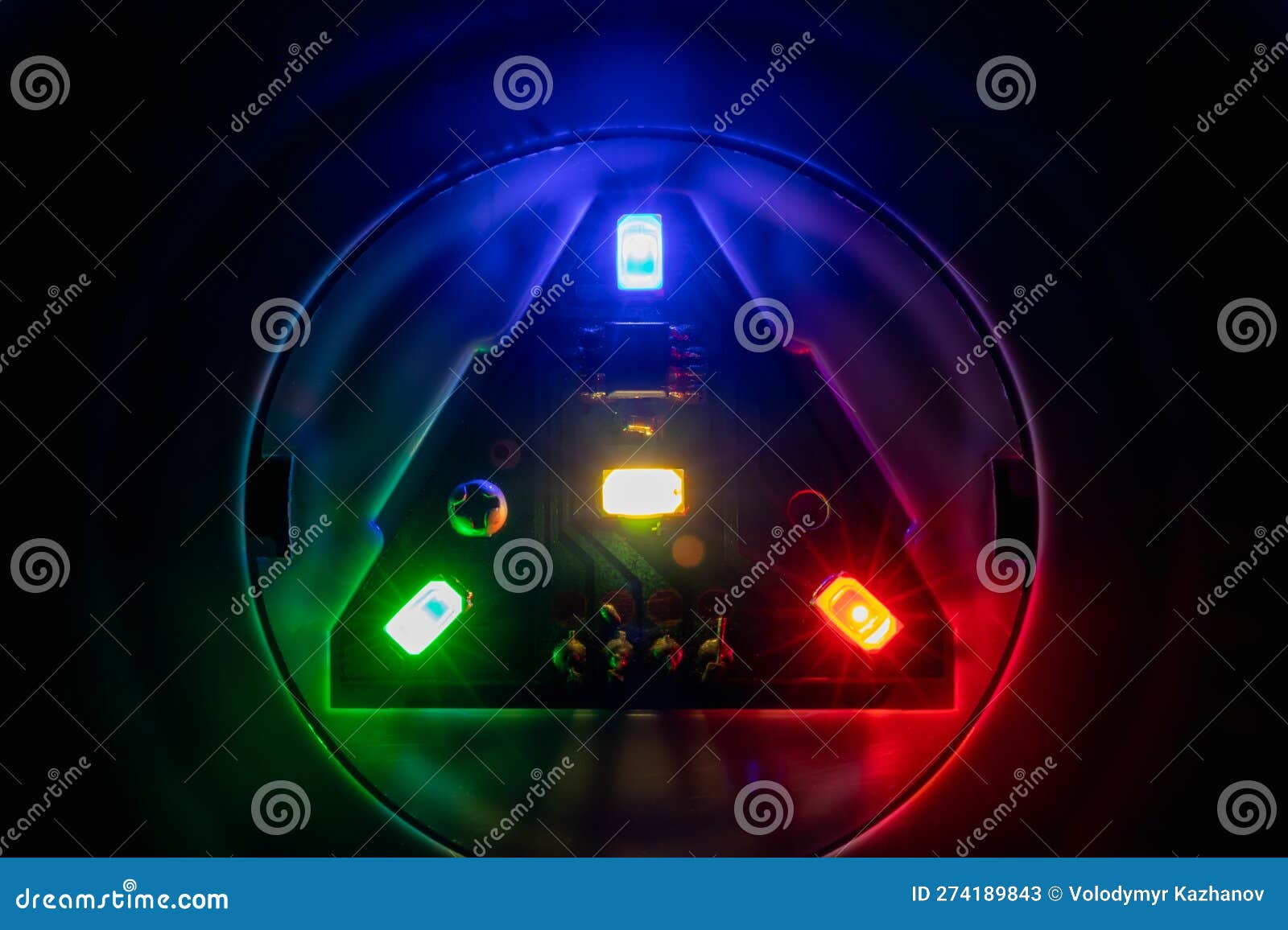 Close-up Electronic Circuit Board with Color LEDs, Modern Electronics ...