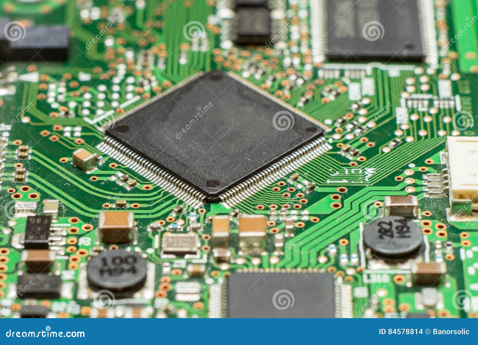 Close Up of Electronic Circuit Board with Microchip Stock Photo - Image ...