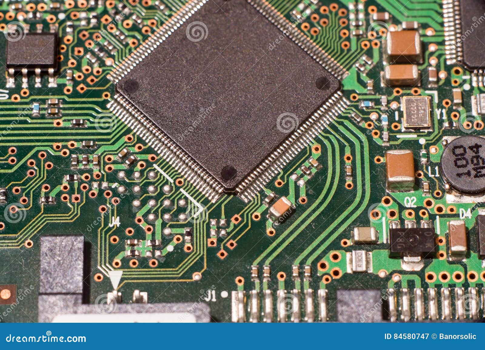 Close Up of Electronic Circuit Board with Microchip Stock Image - Image ...