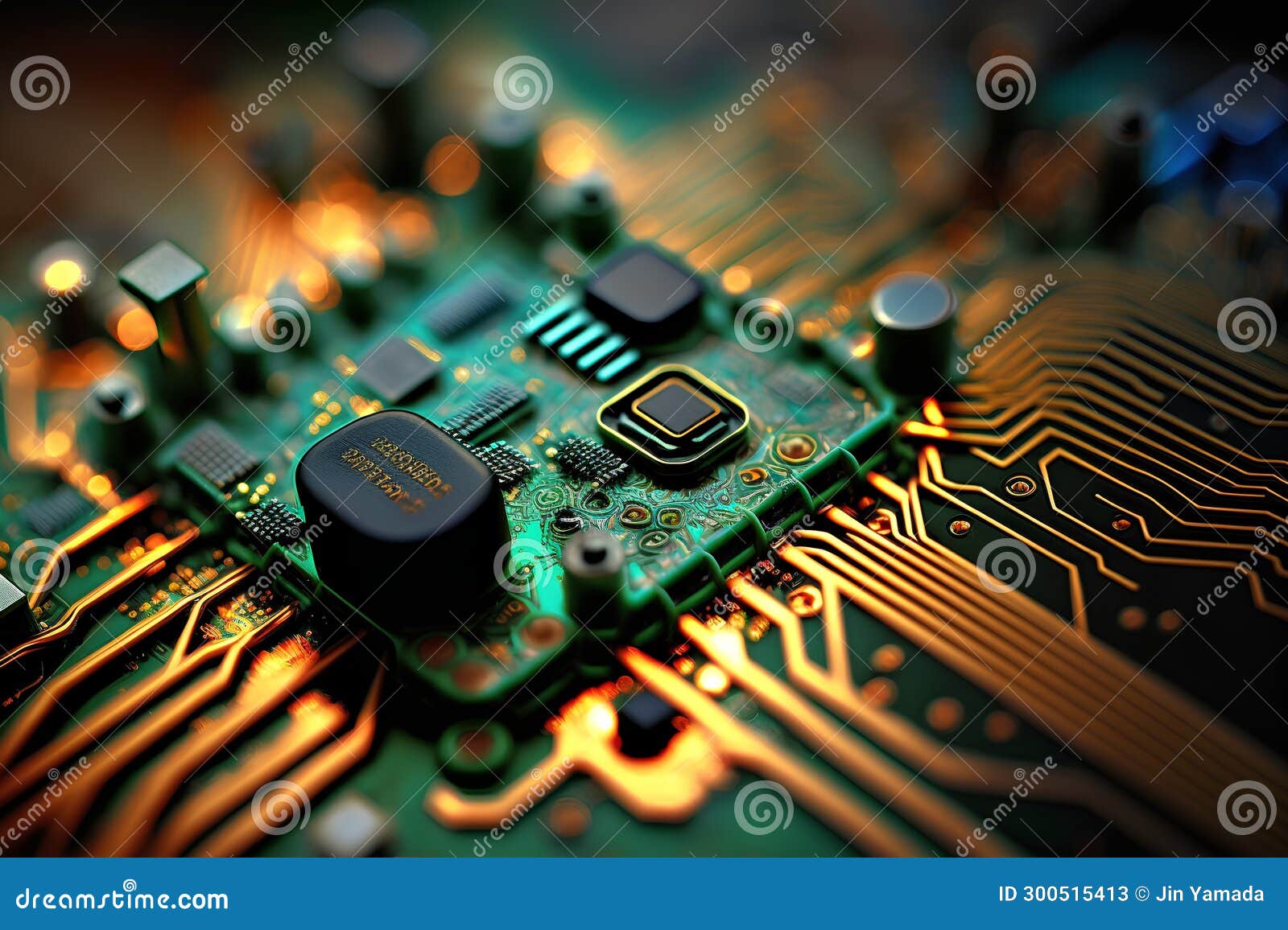 Close-up of Electronic Circuit Board with Microcircuits. Technology ...