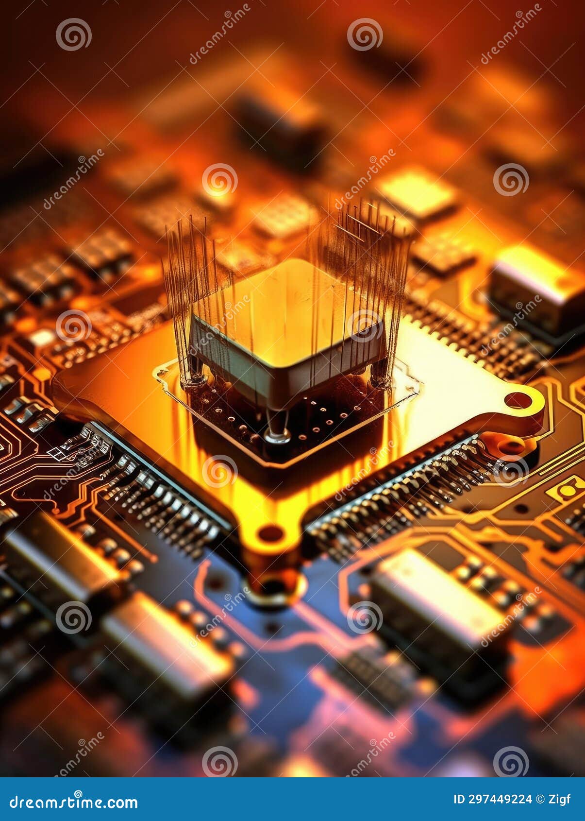 Close-up of an Electronic Circuit Board, with Various Components and ...