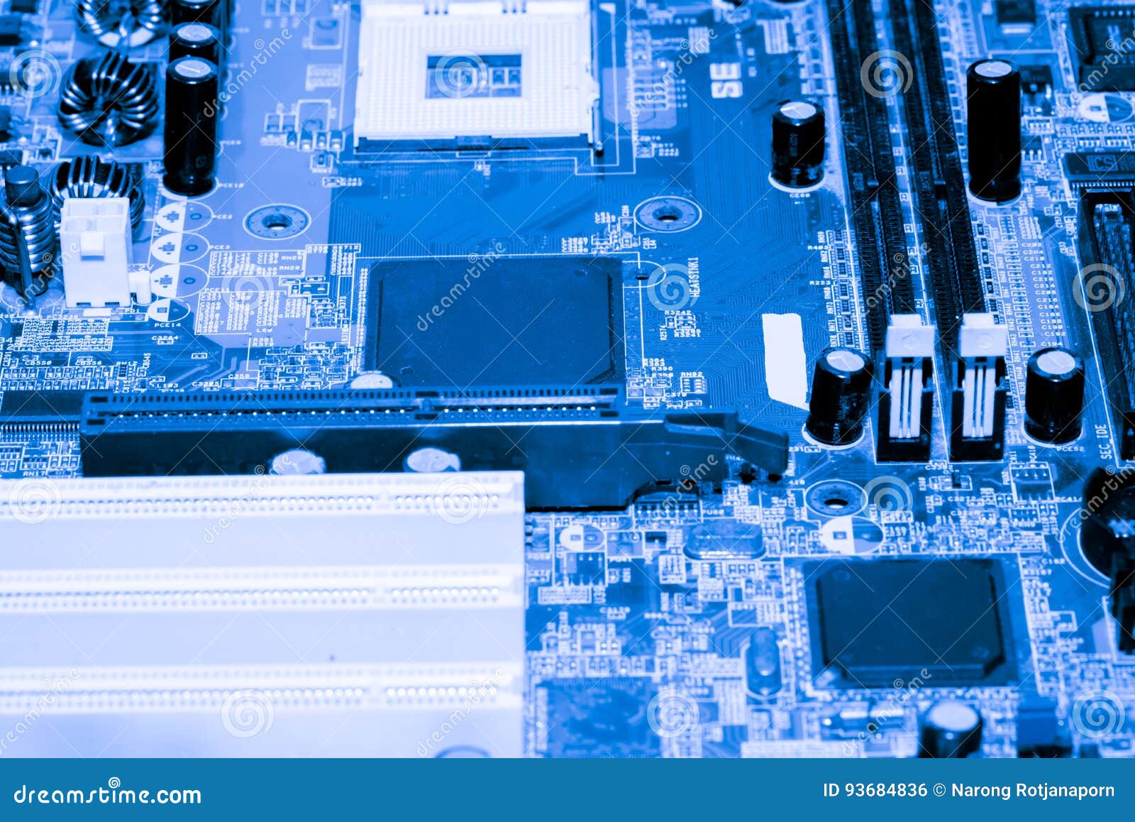 Close Up of Electronic Circuits in Technology on Mainboard Background ...