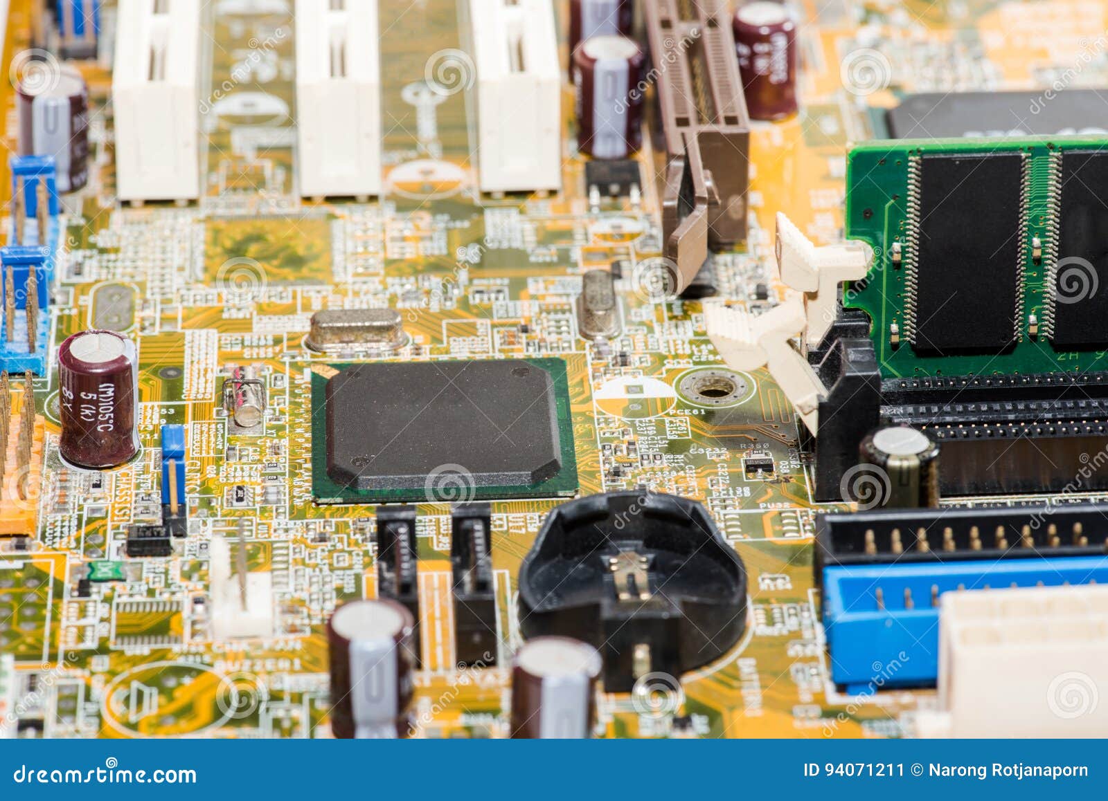 Close Up of Electronic Circuits in Technology on Mainboard Computer ...