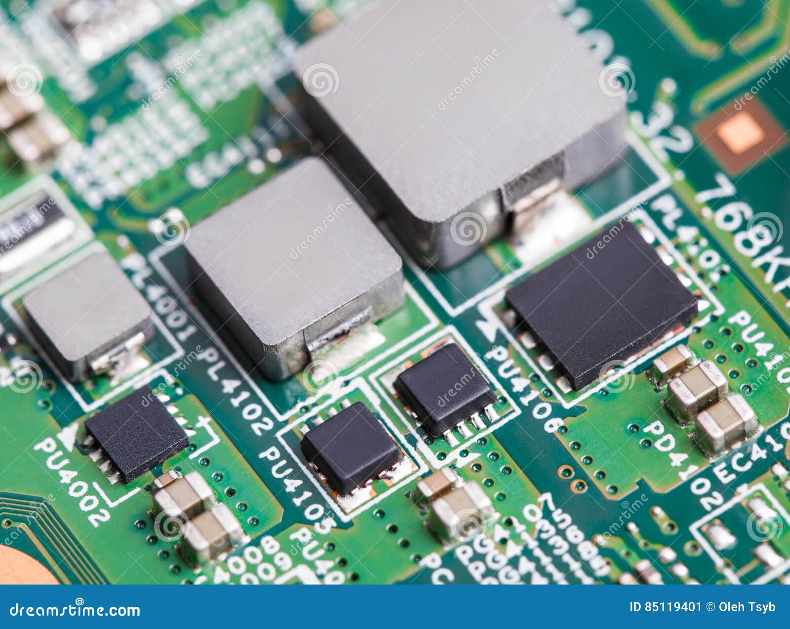 Close Up of Electronic Components on the Motherboard, Microprocessor ...
