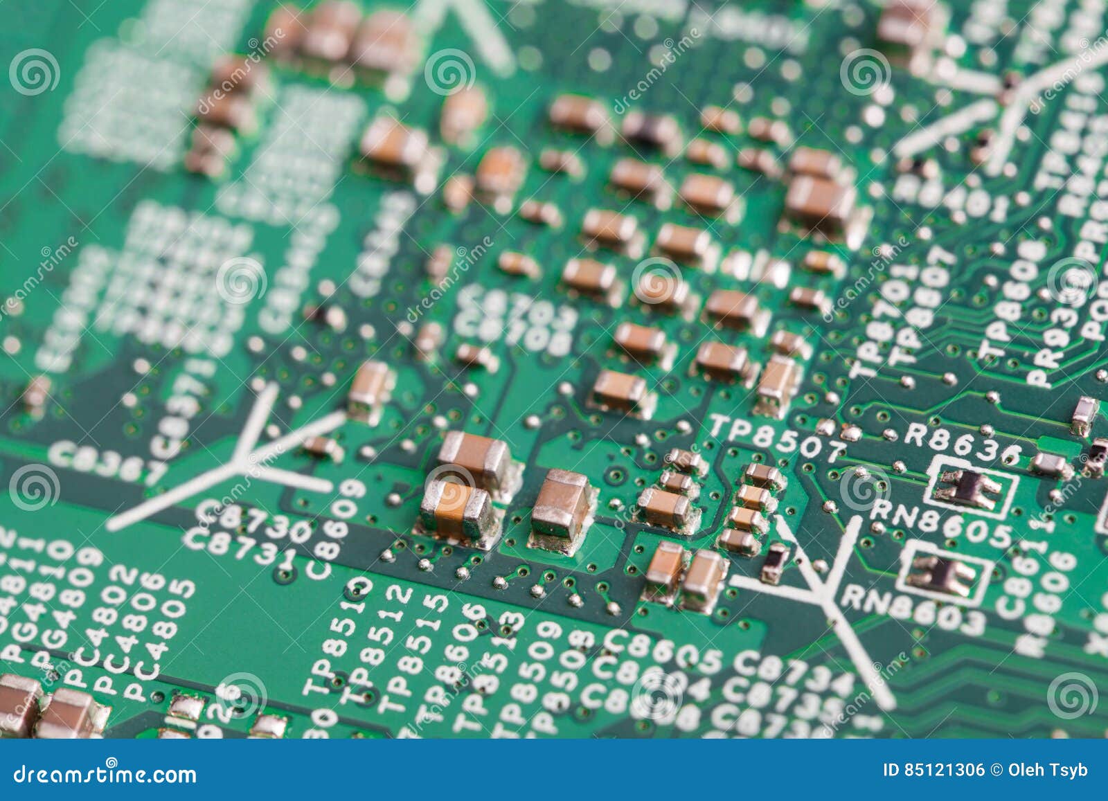 Close Up of Electronic Components on the Motherboard, Microprocessor ...