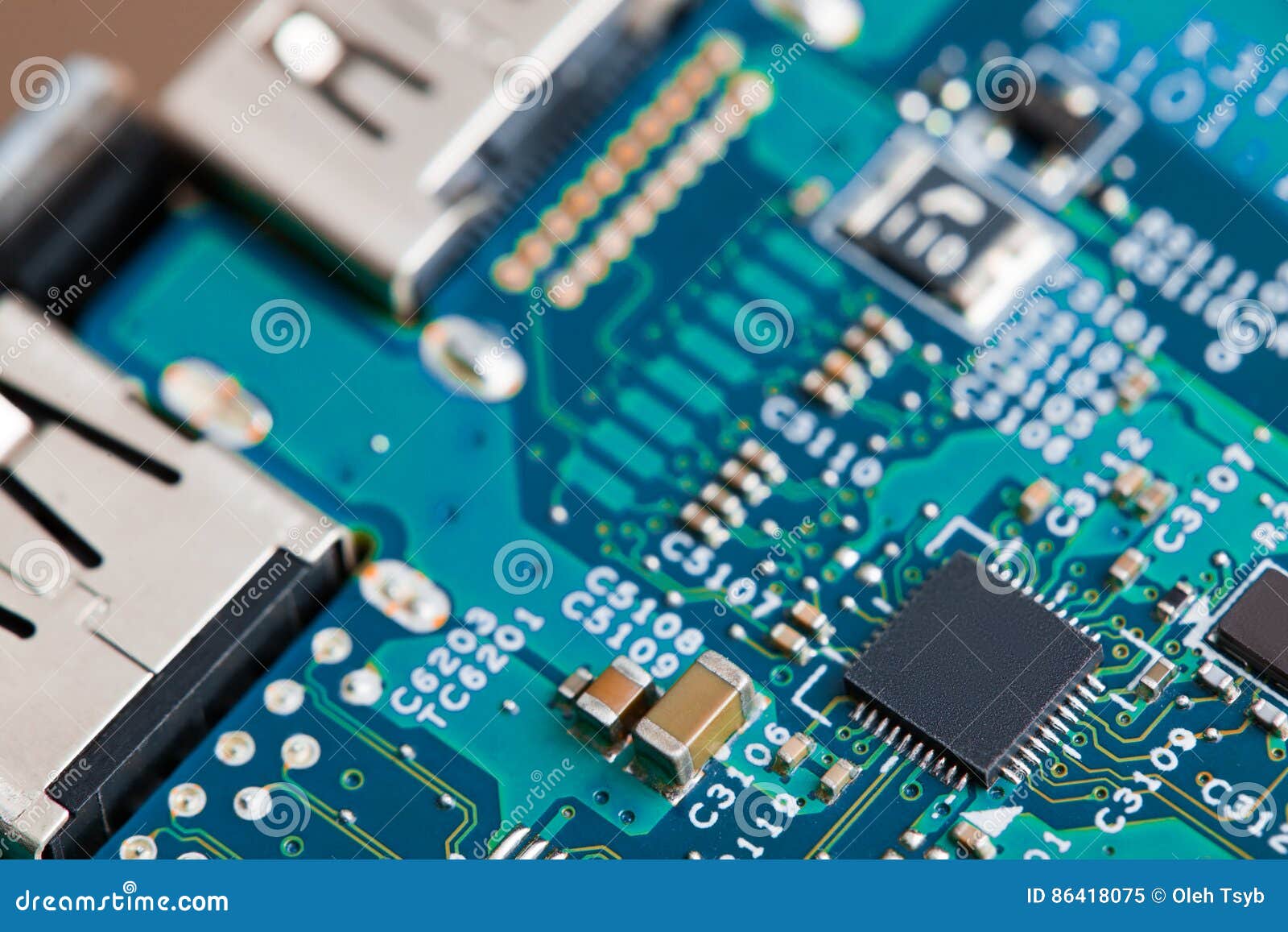 Close Up of Electronic Components on the Motherboard, Microprocessor ...