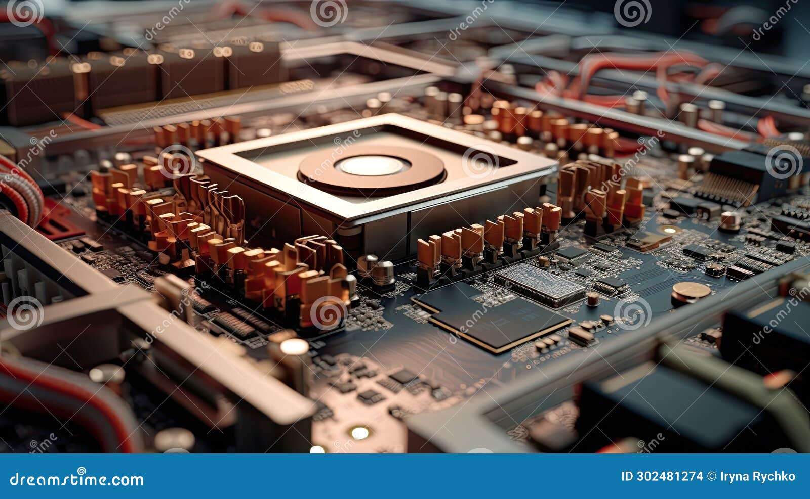 Close-up of Electronic Computer Hardware Technology. Stock Illustration ...
