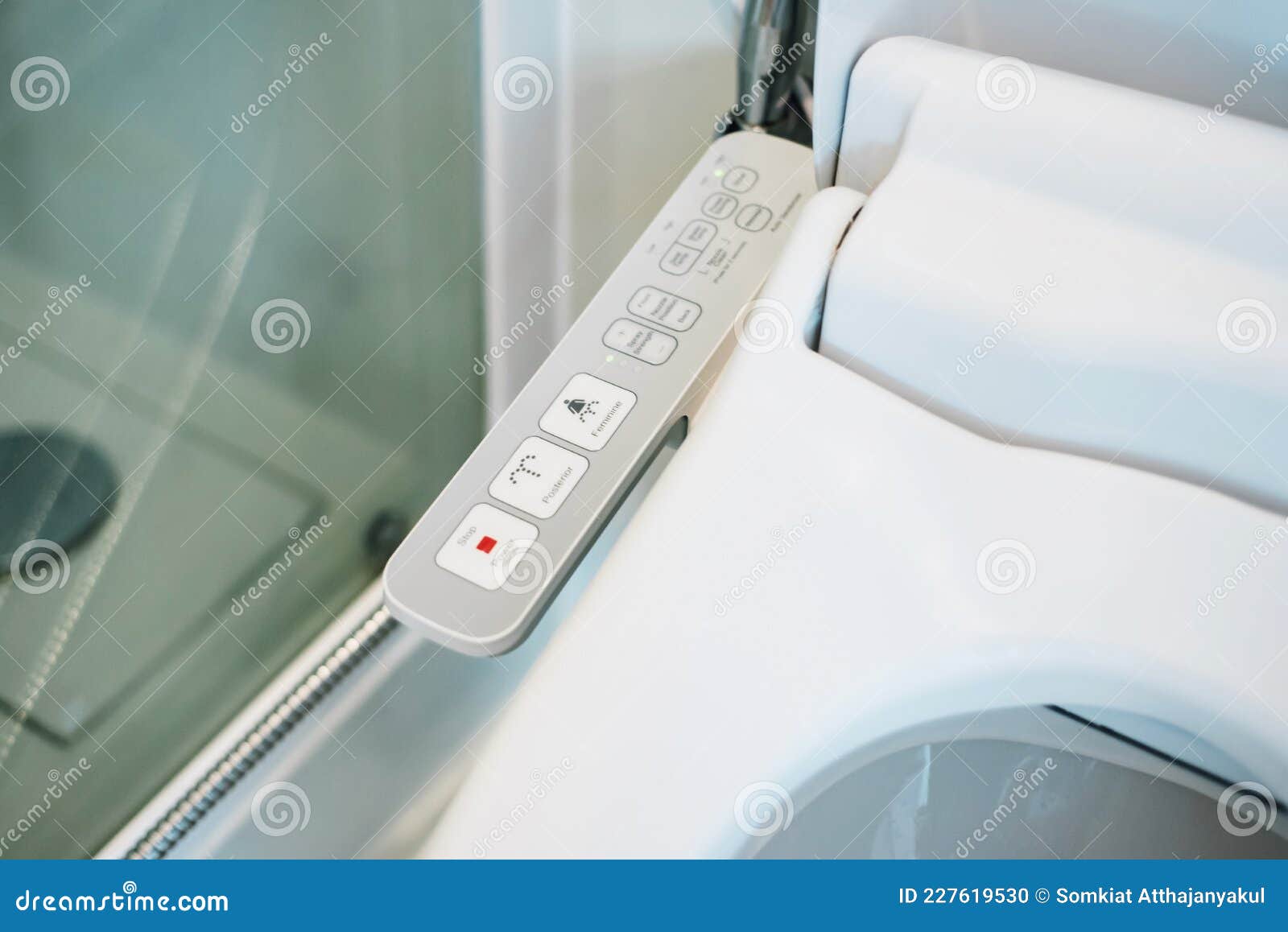 Close Up of Electronic Control Panel of Toilet Sanitary Ware with ...