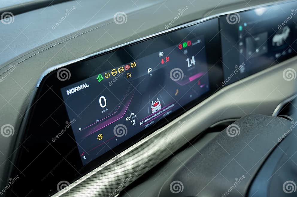 Close-up of an Electronic Dashboard in a Modern Car. Stock Image ...