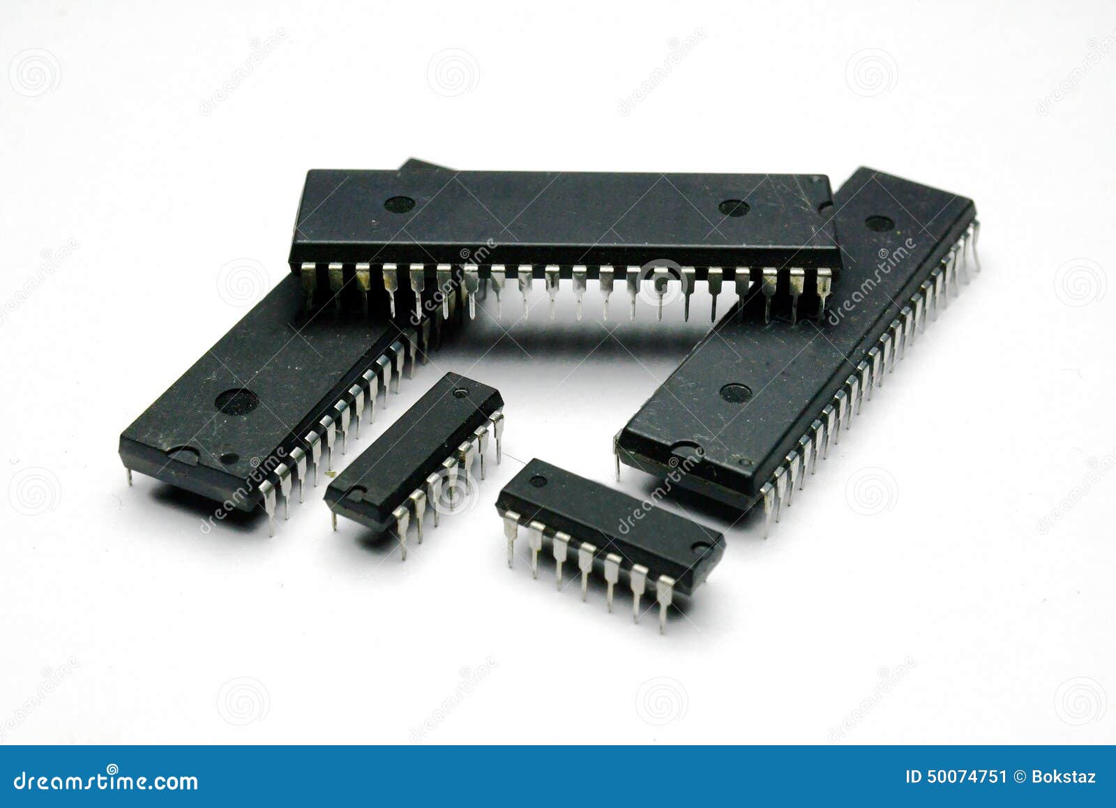 Close Up of Electronic Microchips Group Different Size. Stock Image ...