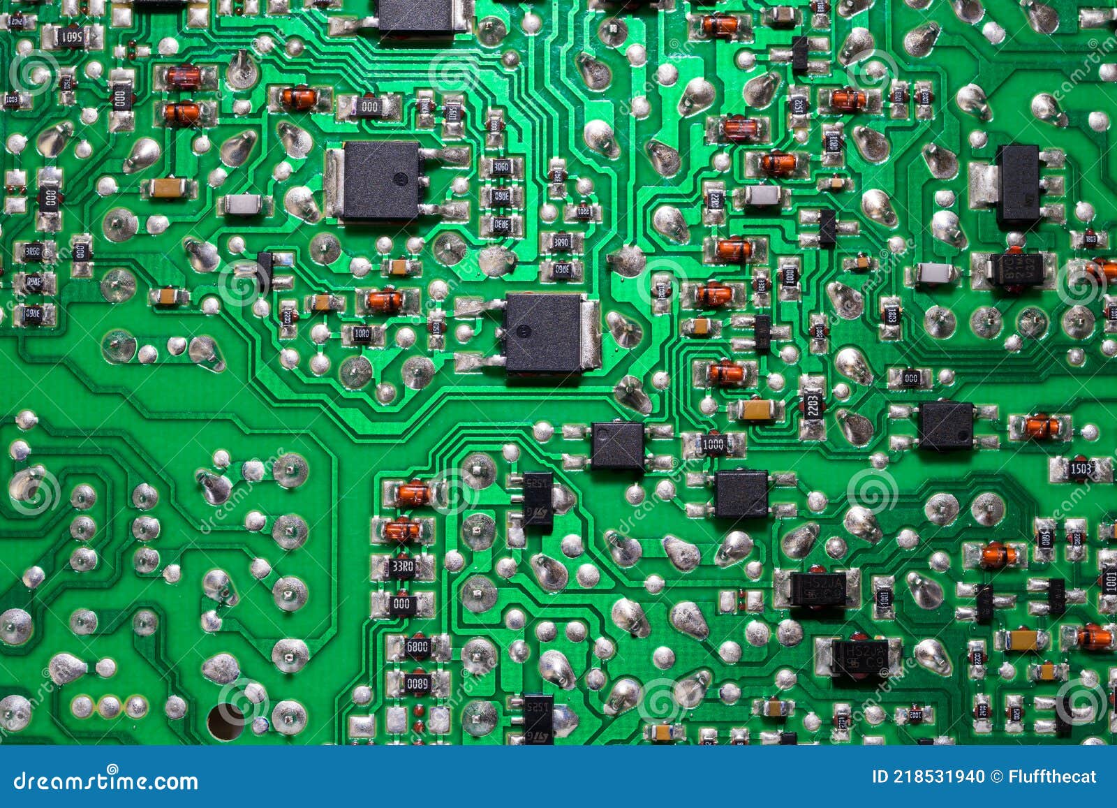 Close-up of an Electronic Printed Green Computer Circuit Board. Stock ...