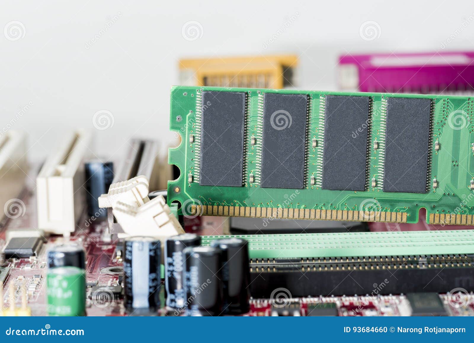 Close Up of Electronic Ramrandom Access Memory on Mainboard Computer ...