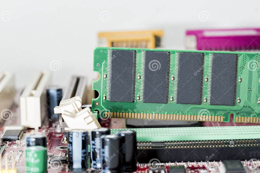 Close Up of Electronic Ramrandom Access Memory on Mainboard Computer ...