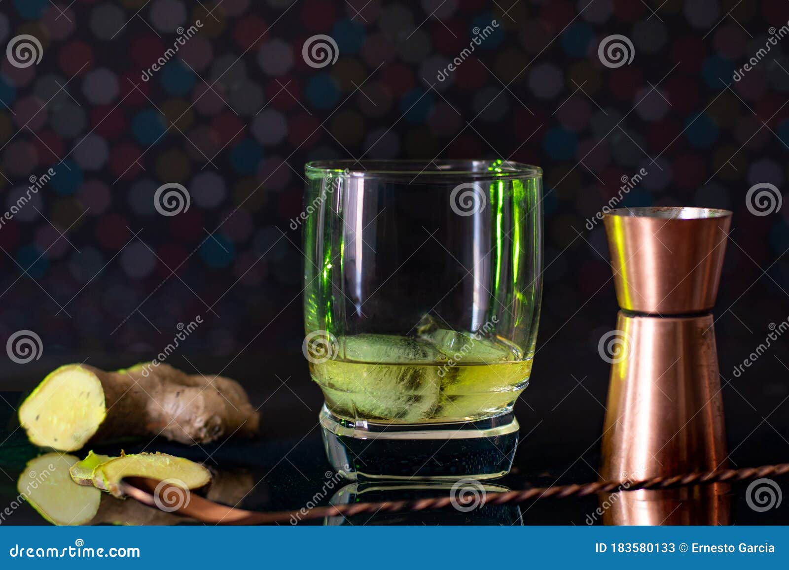 Close Up of an Elegant Whiskey Drink and Some Barman Tools Stock Image ...