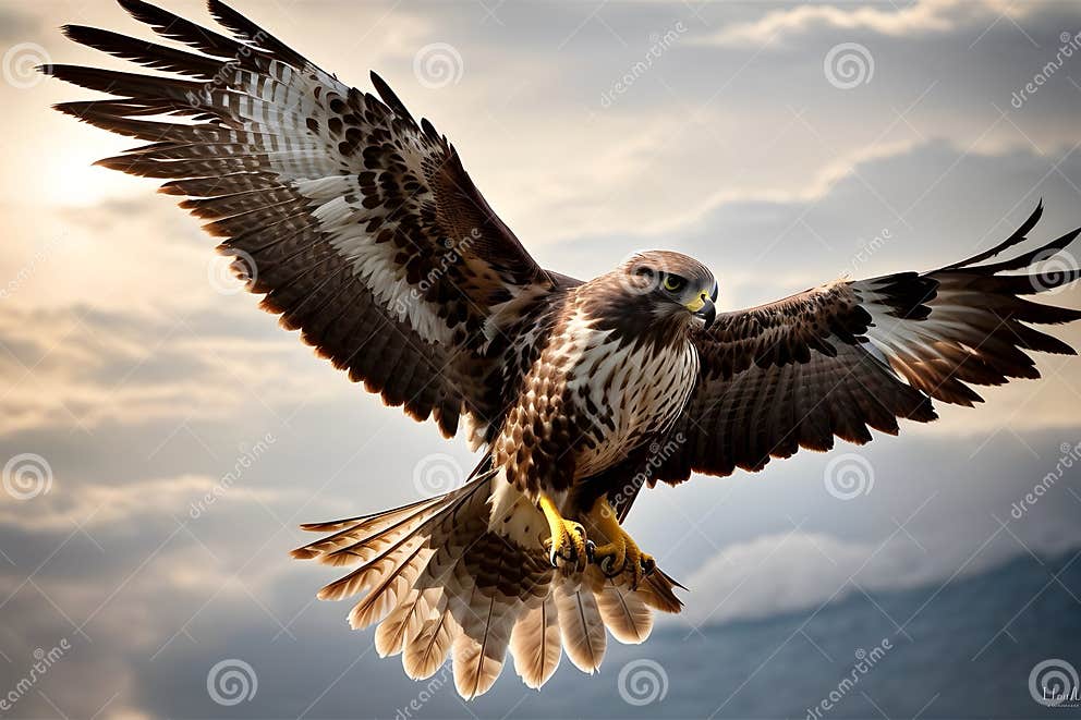 A Close Up of an Elegant Hawk Flying Over the Sky Stock Image - Image ...