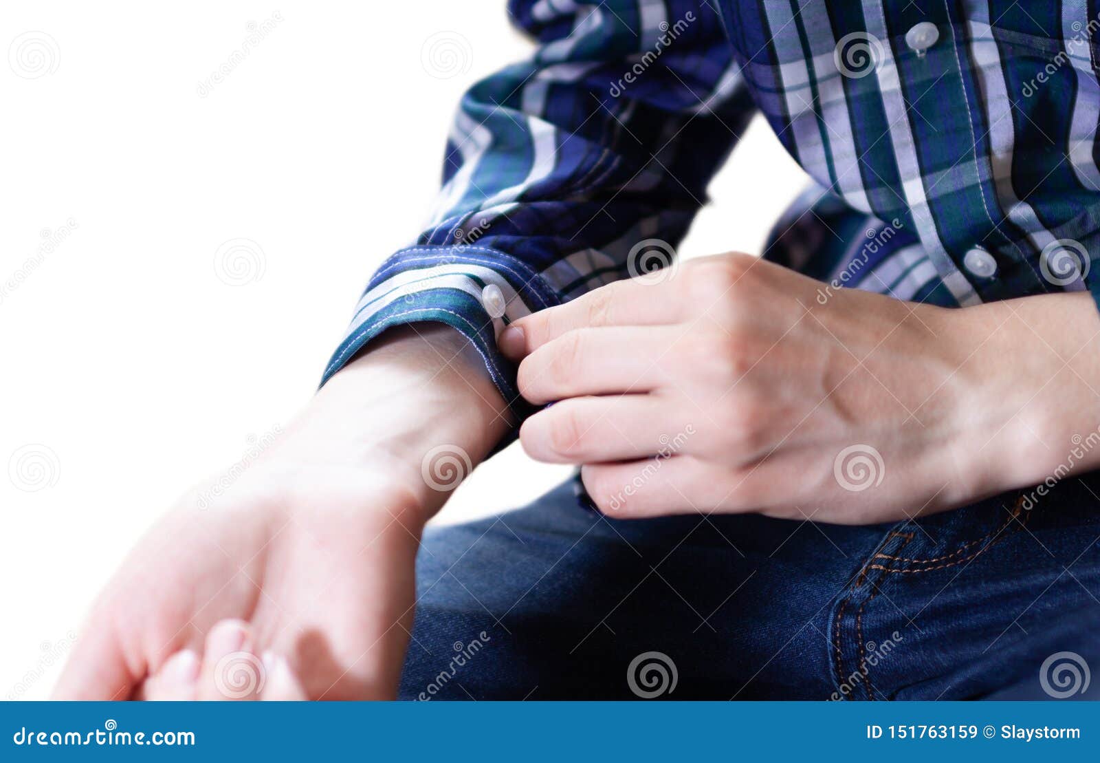 Close-up of an Elegant Man`s Hand Buttoning His Shirt Cuff Stock Image ...