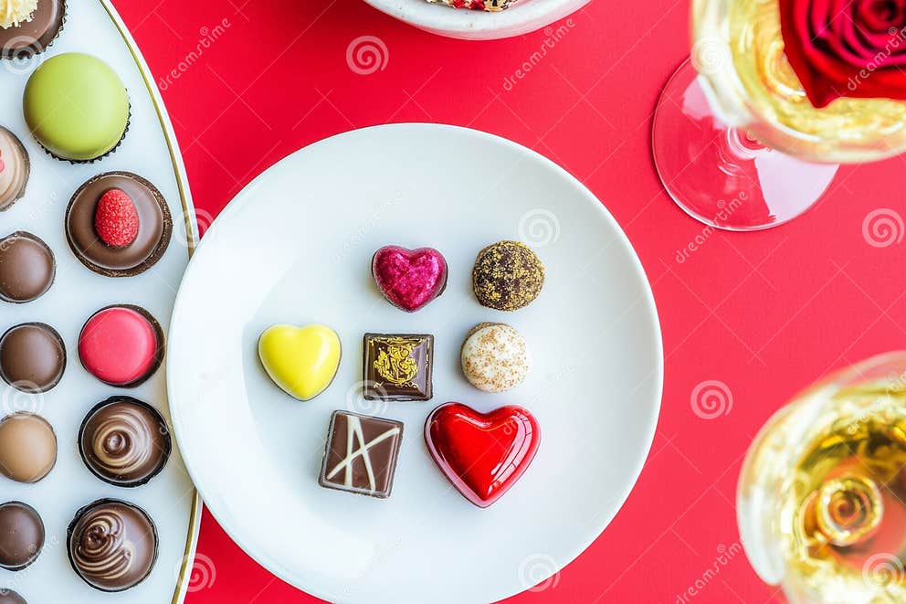 Close-up of an Elegant Table Setting for a Romantic Dinner on a Red ...