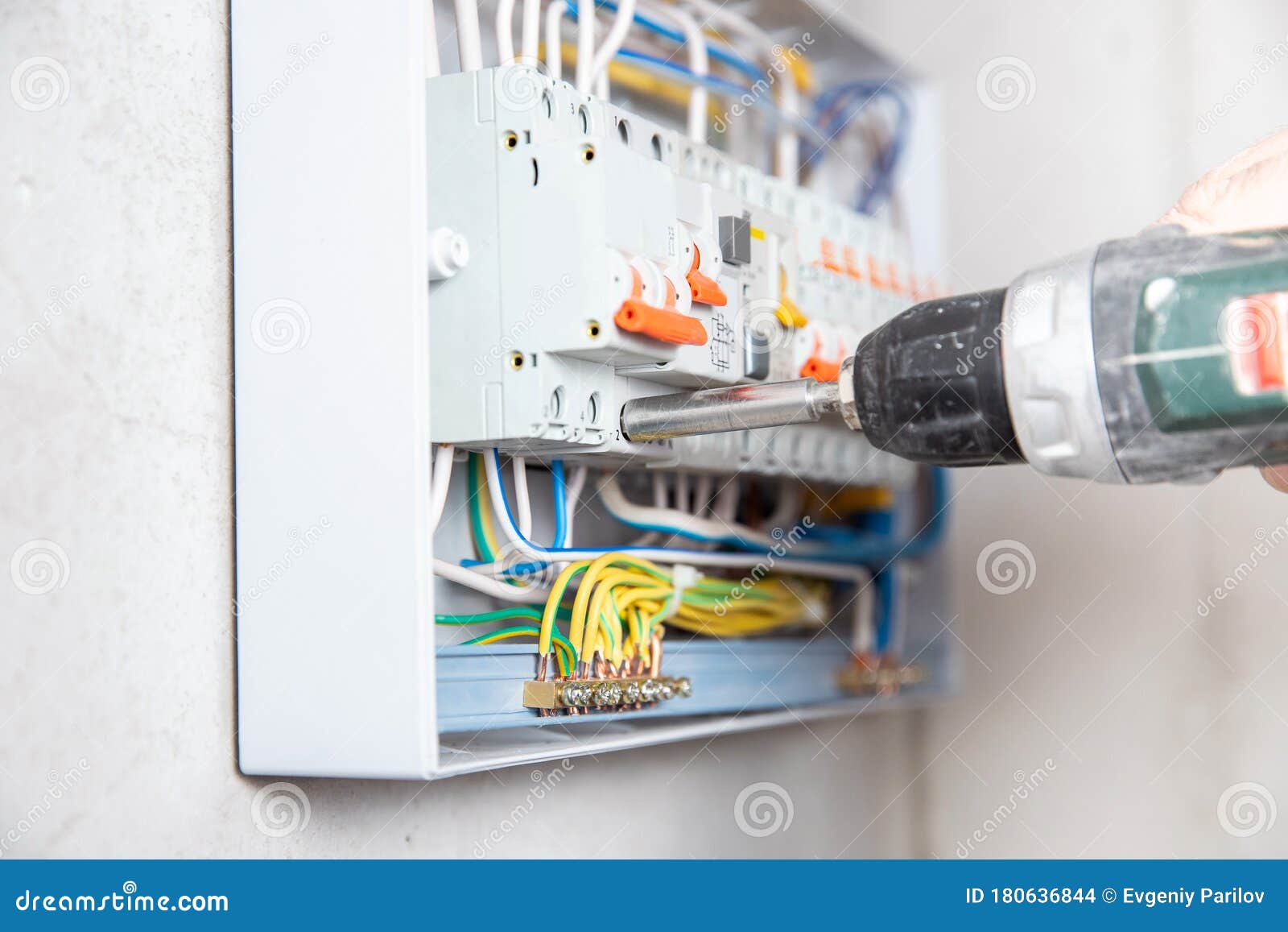 Close Up Elements of Consumer Electric Control Panel Switchboard for ...