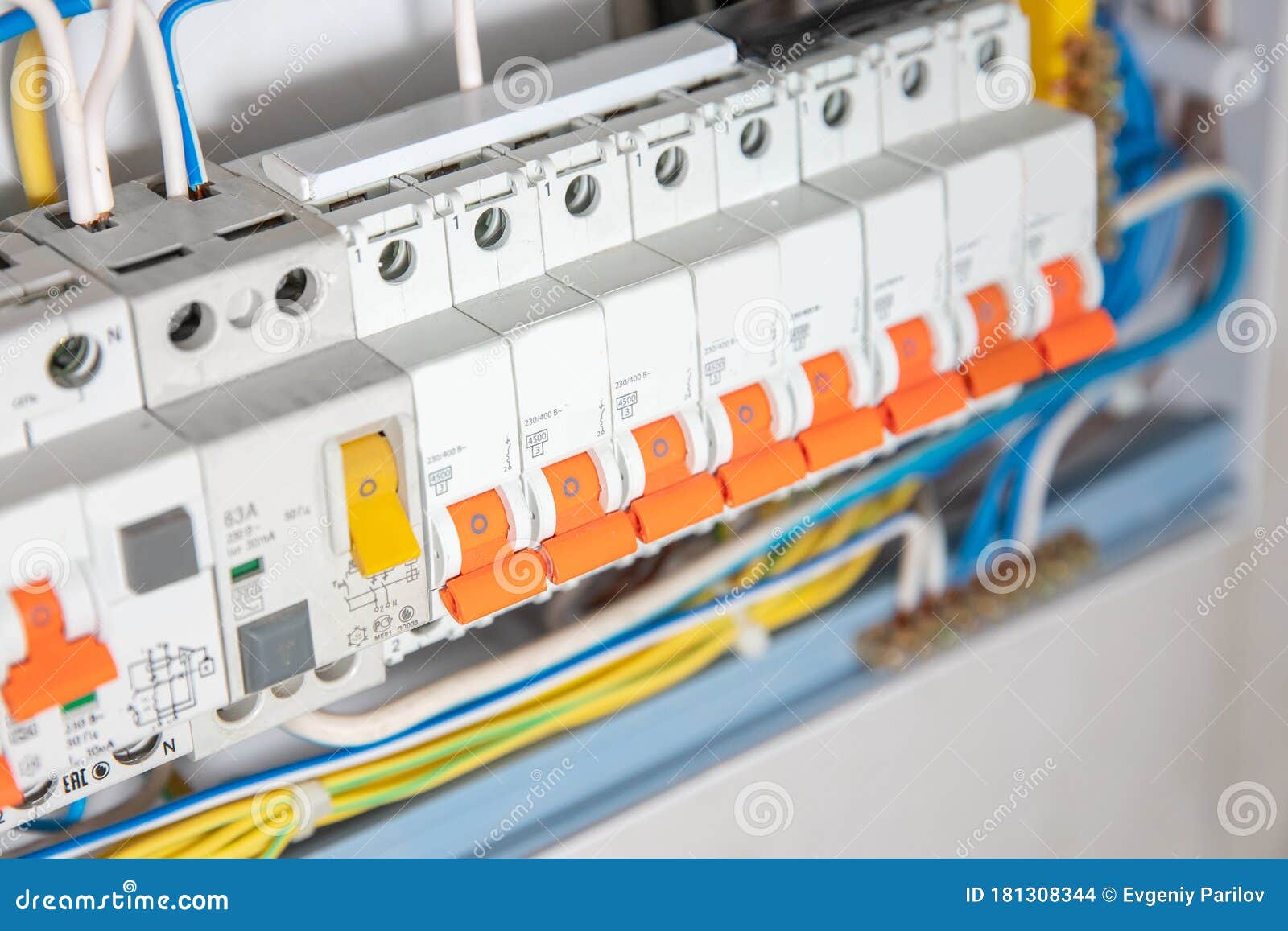 Close Up Elements of Consumer Electric Control Panel Switchboard for ...