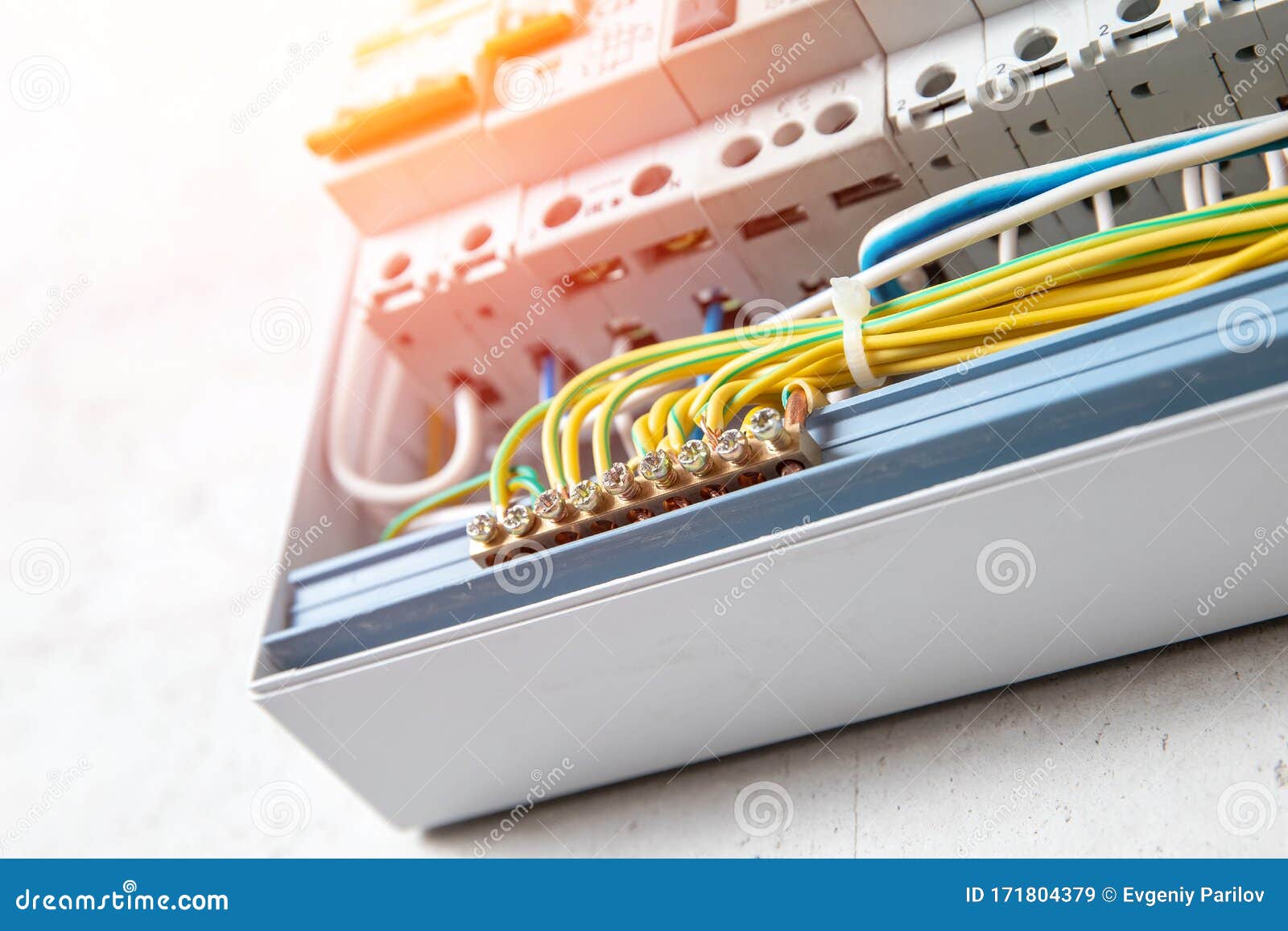 Close Up Elements Copper Wires Consumer Electric Control Panel ...