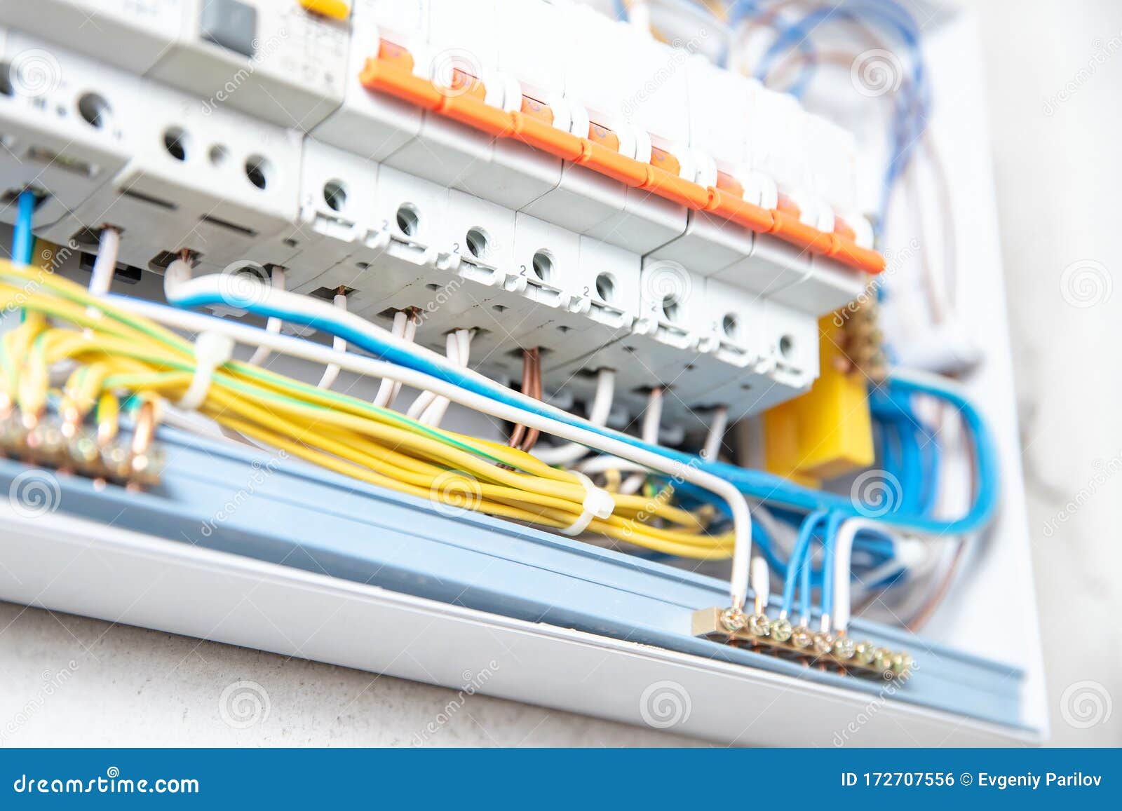 Close Up Elements Copper Wires Consumer Electric Control Panel ...