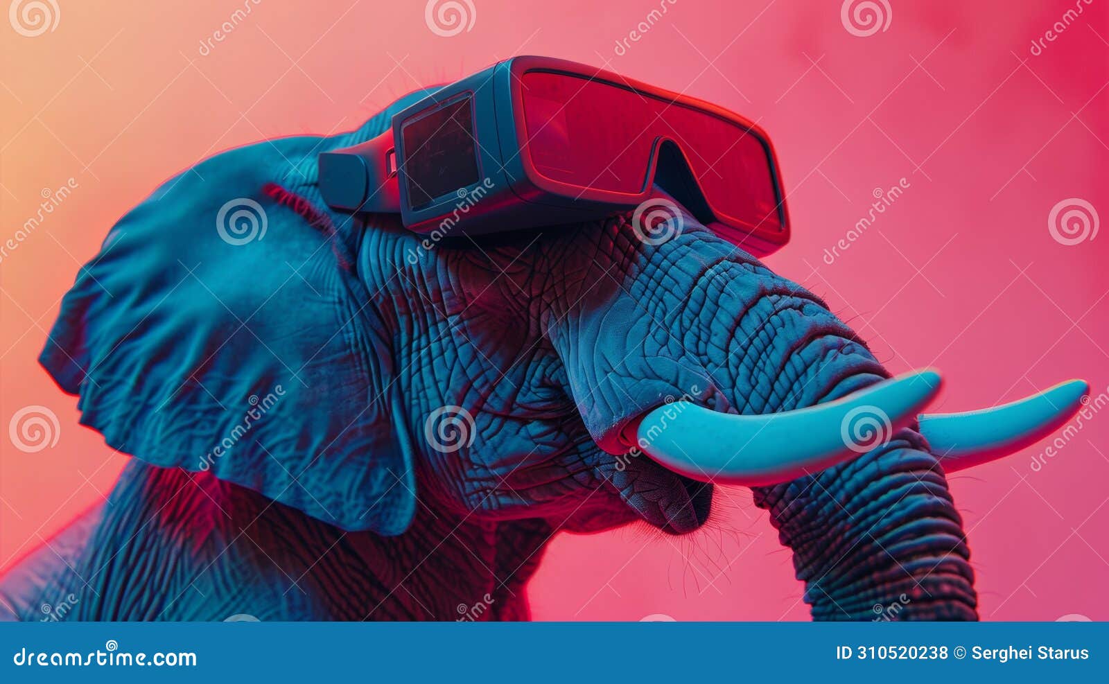 A Close Up of an Elephant Wearing Goggles and a Red Nose, AI Stock ...