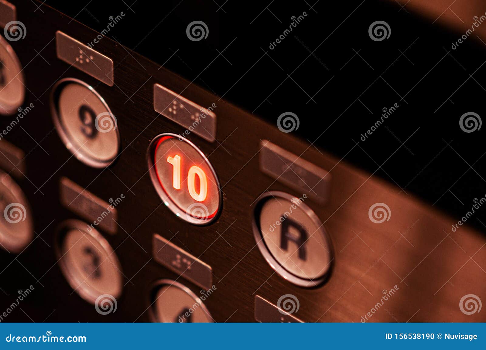 Elevator Floor Number Buttons with Light on Stock Photo - Image of ...