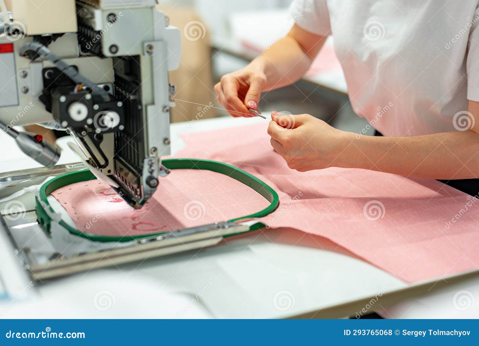 Close Up of Embroidery Machine Making Patterns on Textiles Stock Photo ...