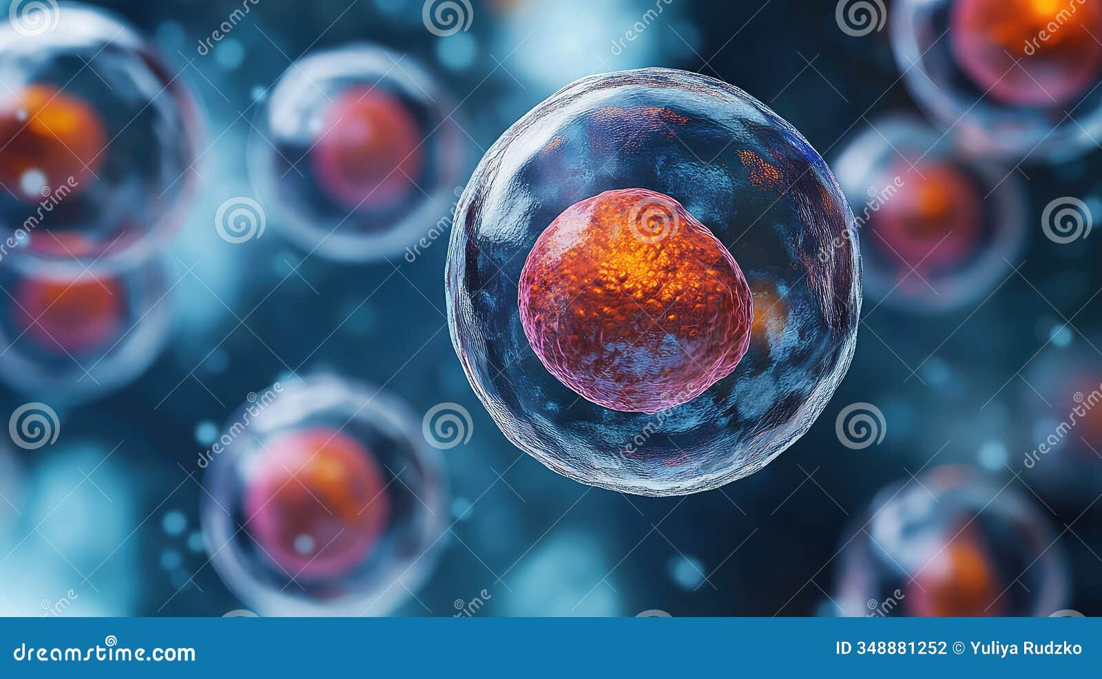Close-Up of Embryo Cells Under Microscope Stock Illustration ...