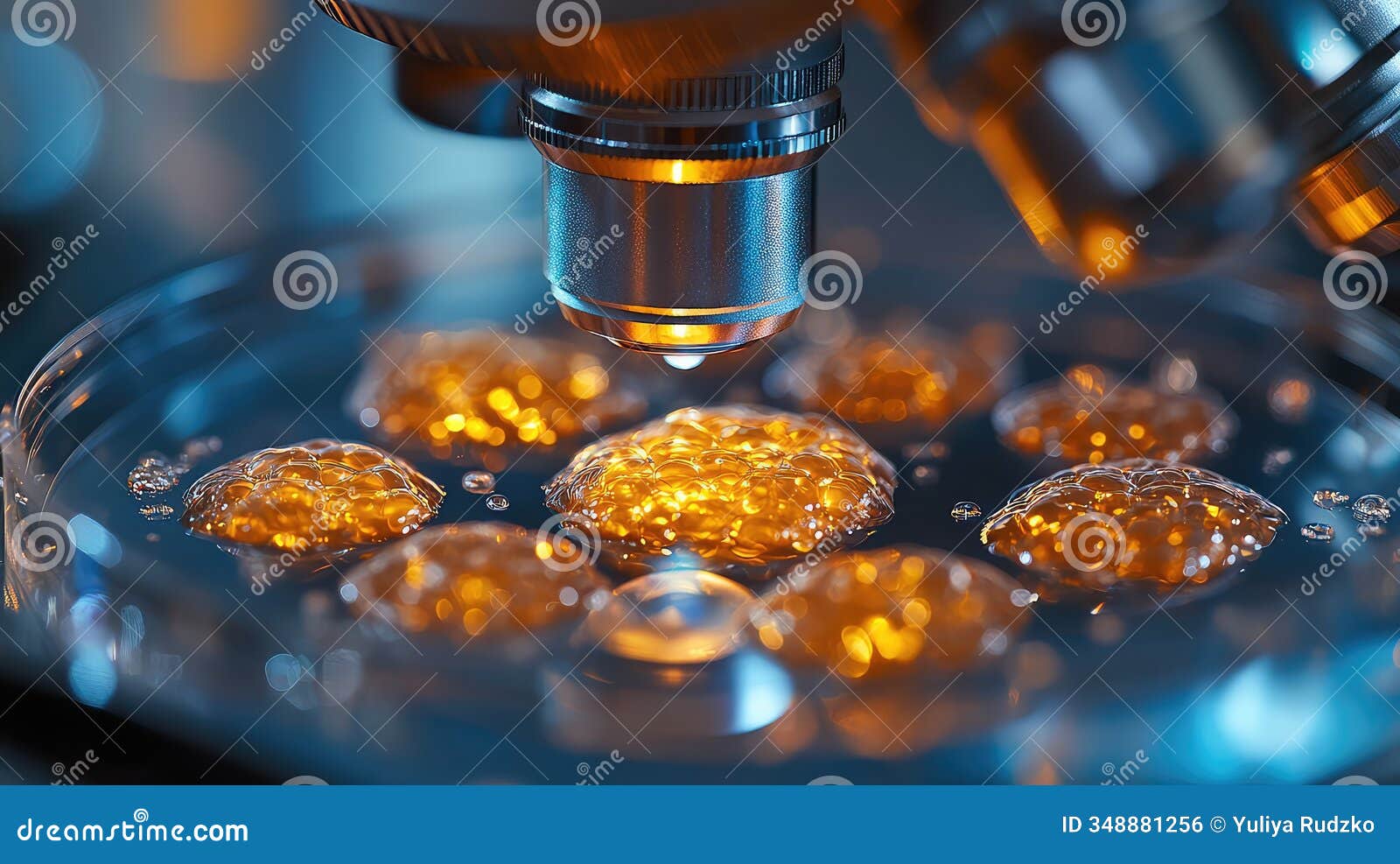 Close-Up of Embryo Cells Under Microscope Stock Illustration ...