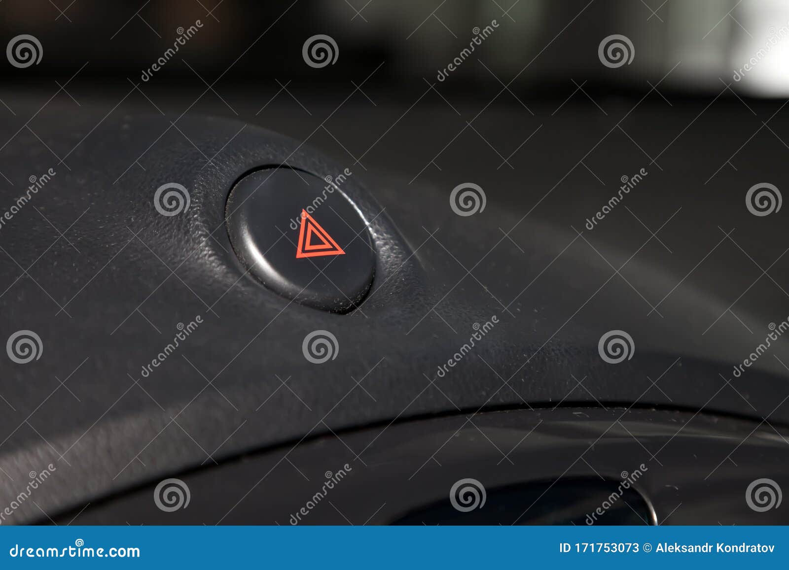 Close-up on Emergency Button with Red Icon on the Car Dashboard ...