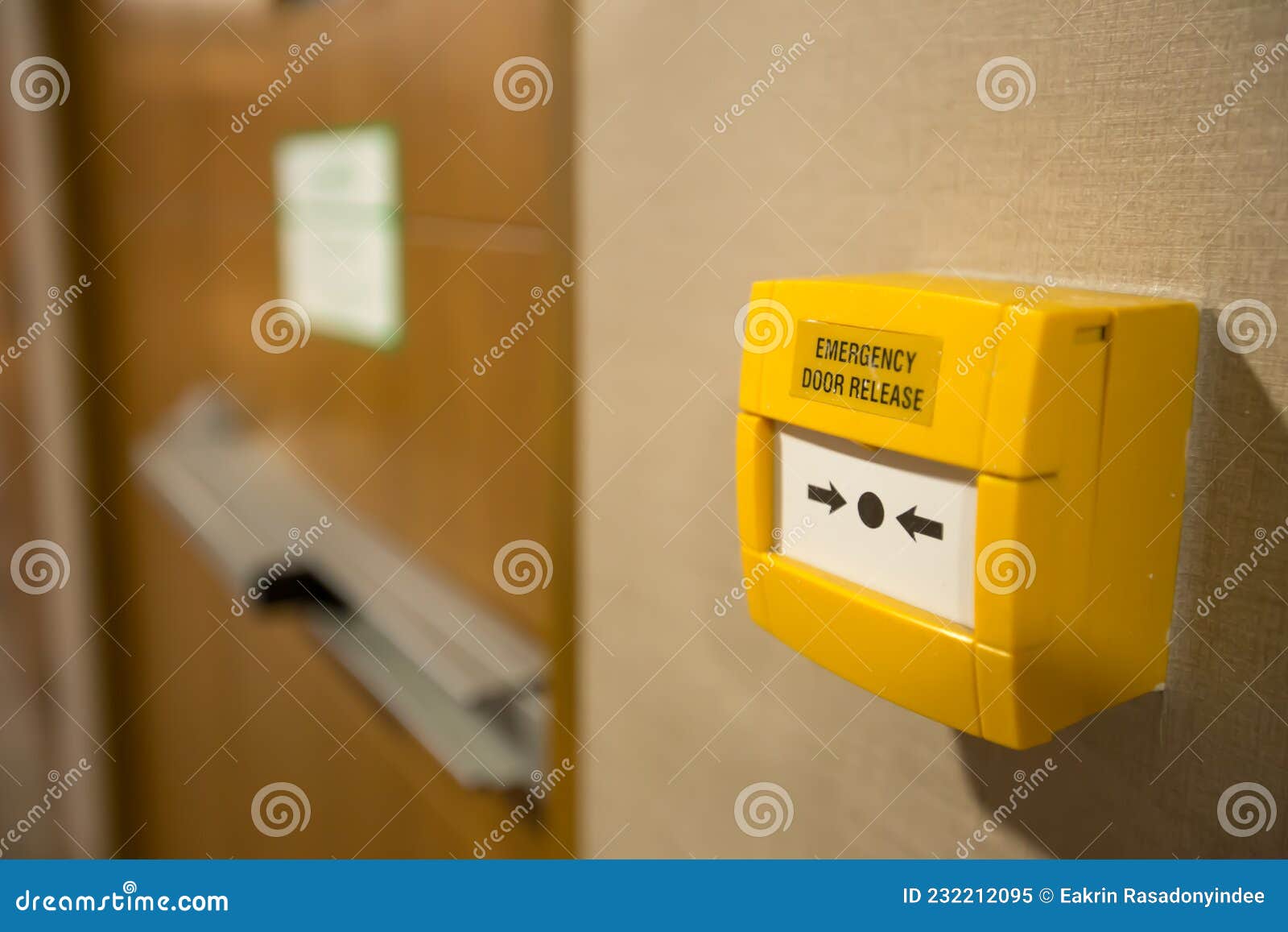 Close-up Emergency Door Release Switch for Doorway or Door Exit in the ...