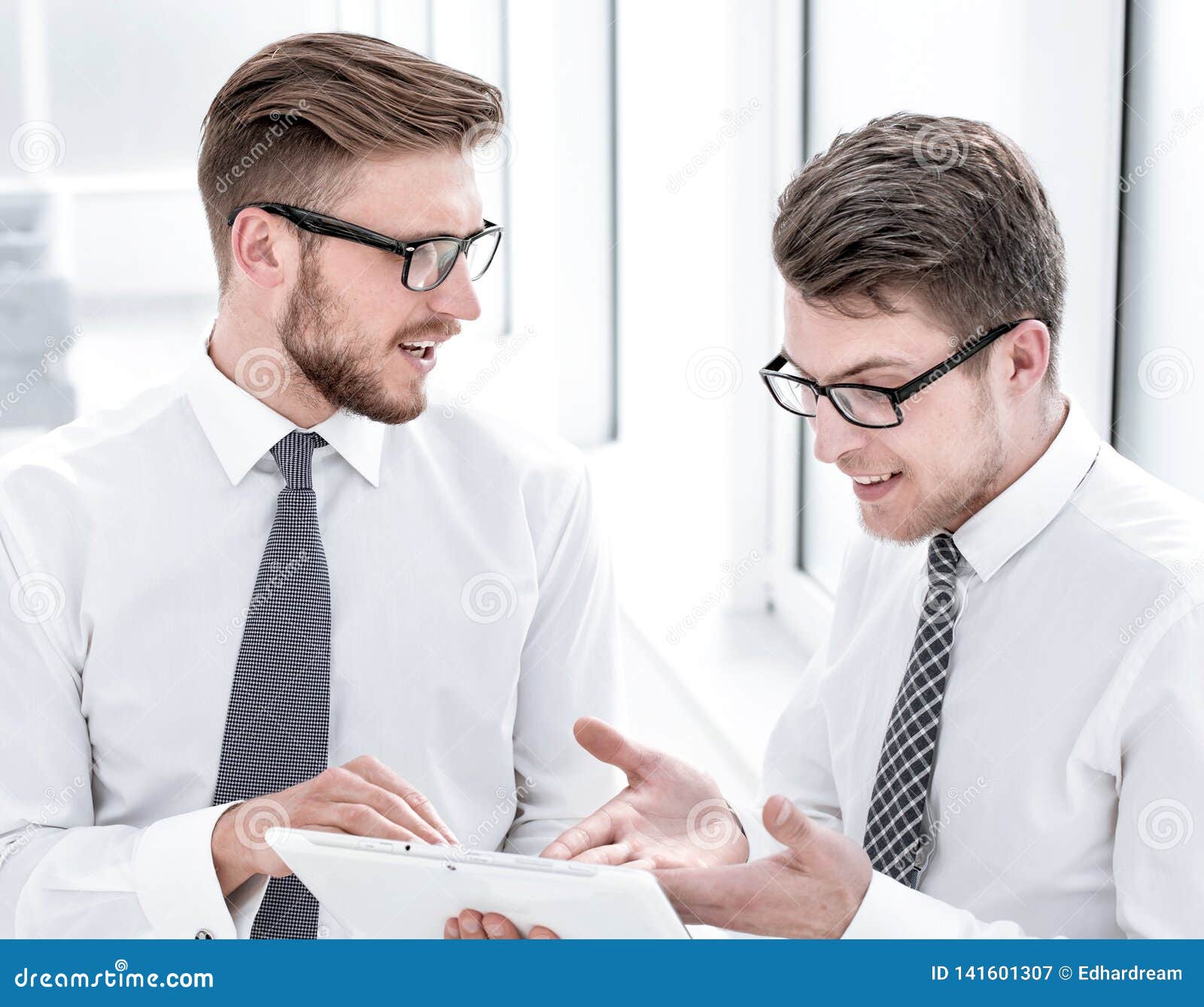 Close Up.employees Discussing New Information Stock Image - Image of ...